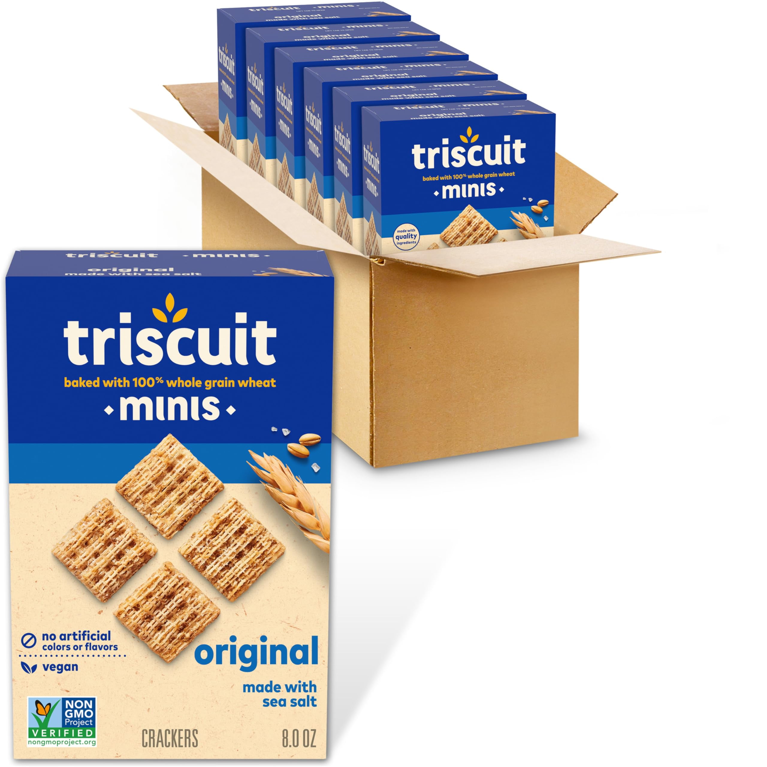 Triscuit Minis Original Whole DMF15 Grain Wheat Crackers, Vegan Snacks ...