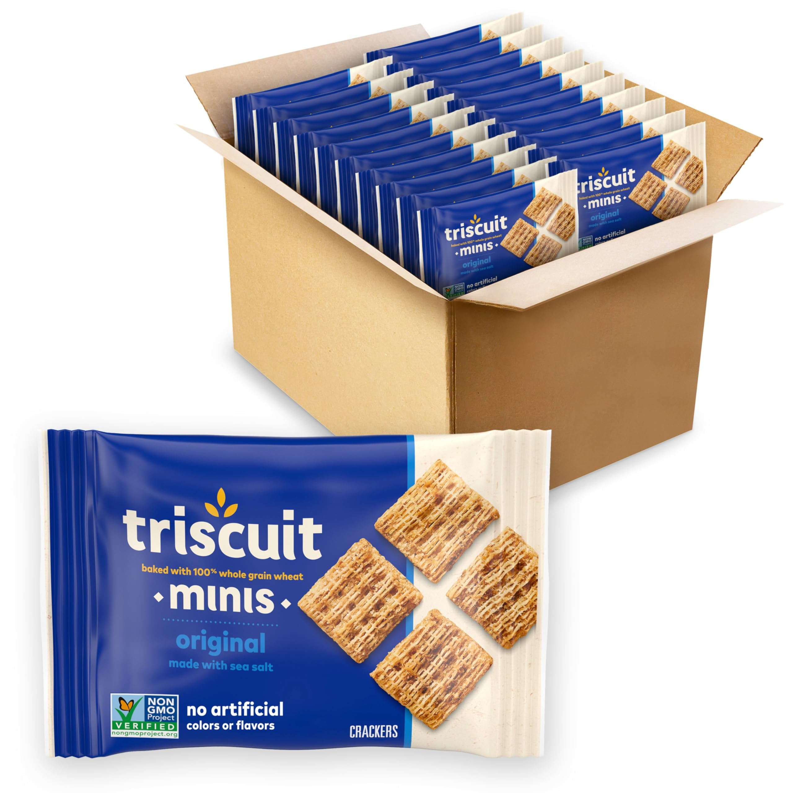 Triscuit Minis Original Whole YPF5 Grain Wheat Crackers, Vegan Crackers ...