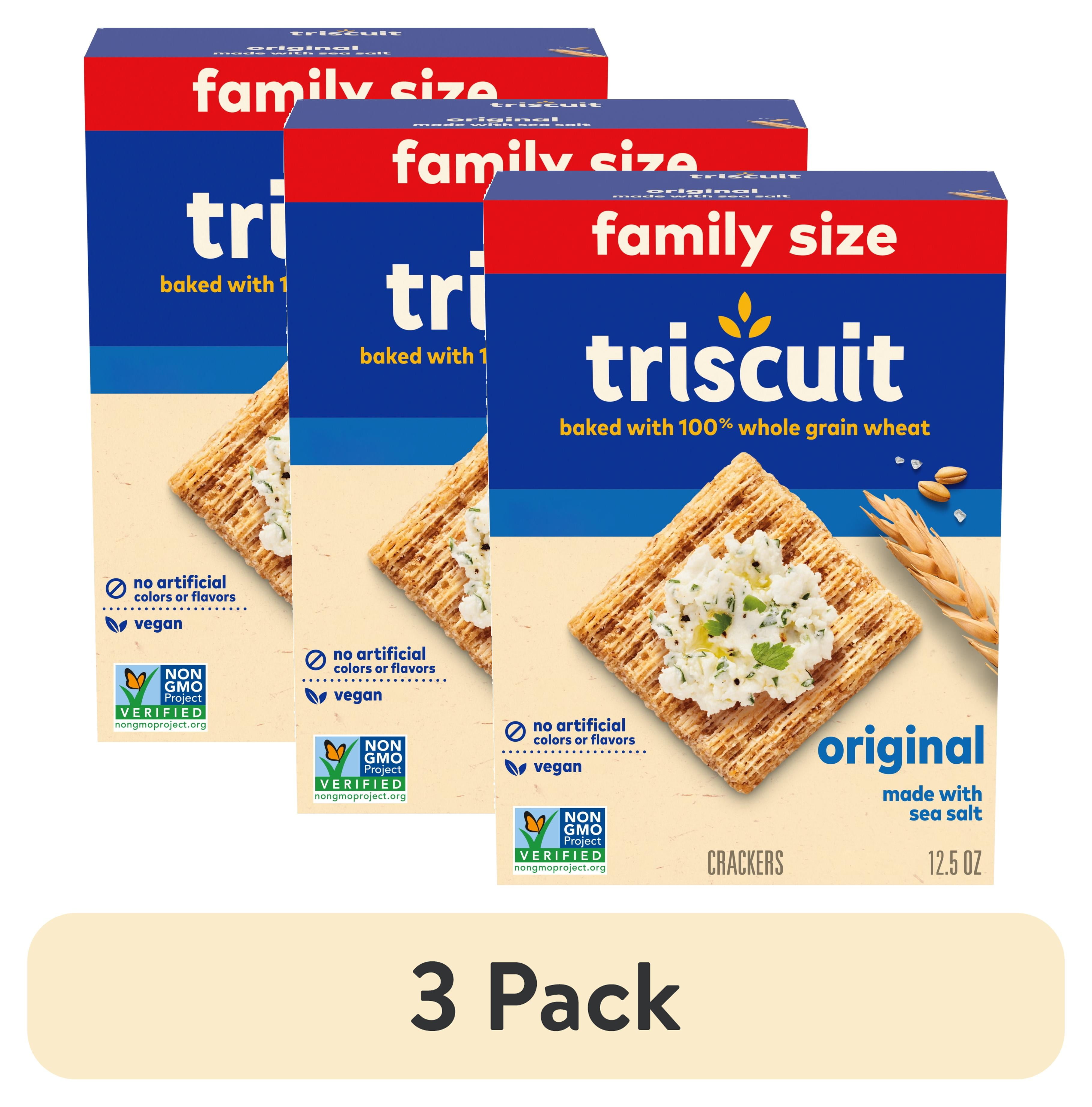 (3 pack) Triscuit Original Whole Grain Wheat Crackers, Vegan Crackers ...