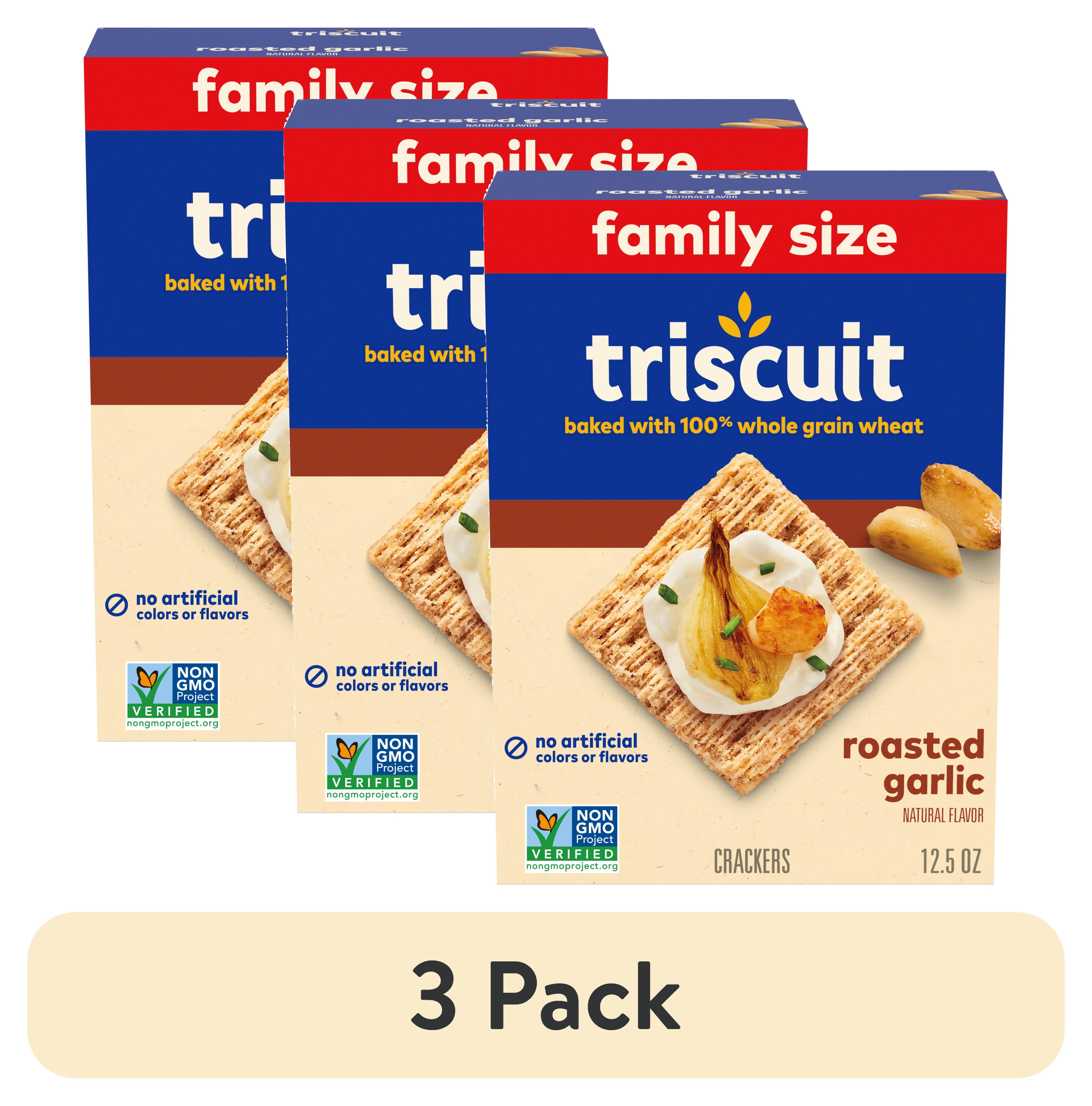(3 pack) Triscuit Roasted Garlic Whole Grain Wheat Crackers, Family ...