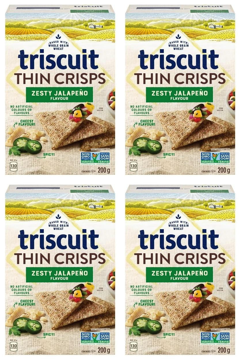 Triscuit Thin Crisps Zesty Jalapeno Crackers, 200g (4 Pack) - Walmart.com