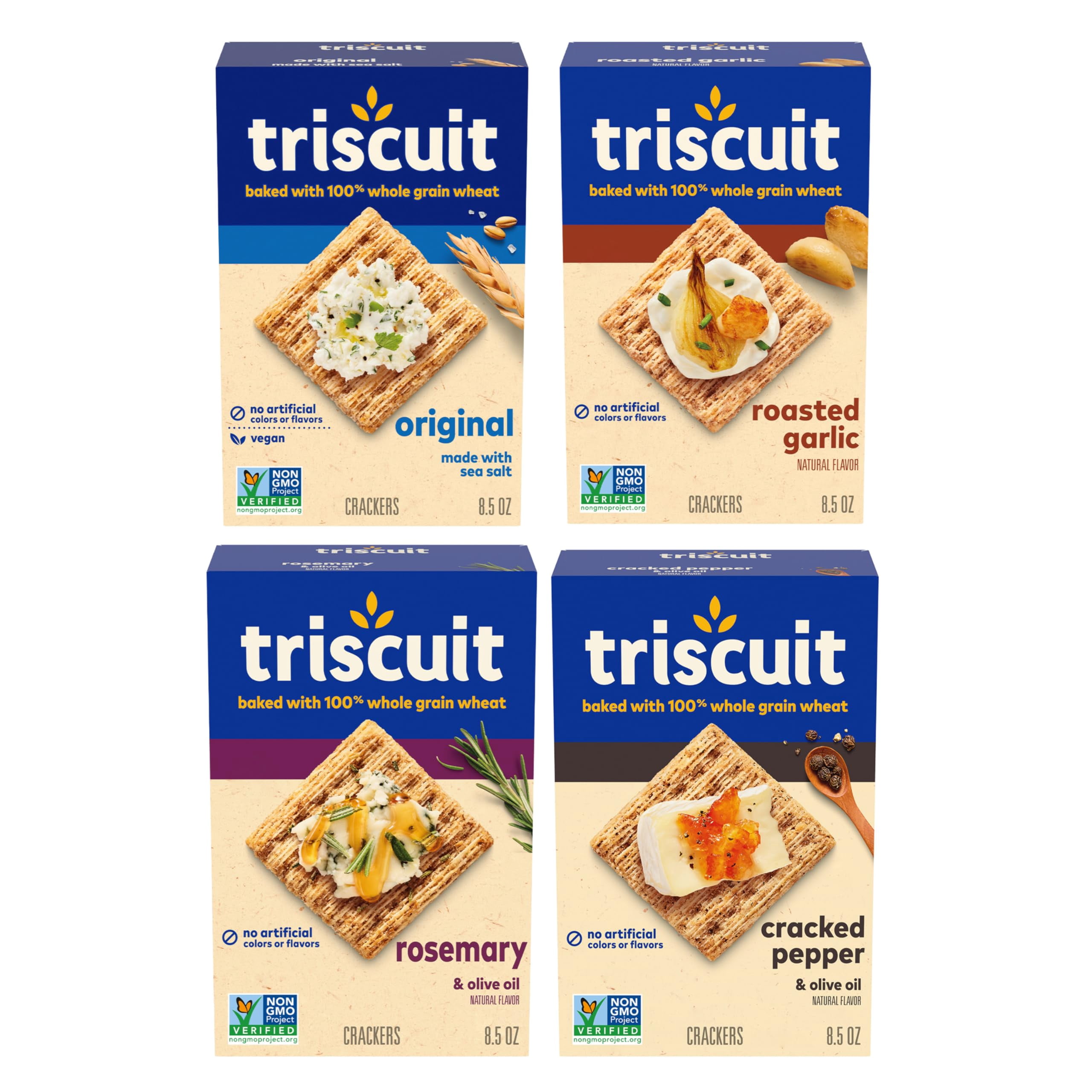 Triscuit Whole Grain Wheat MSF2 Crackers 4 Flavor Variety Pack, 4 Boxes ...