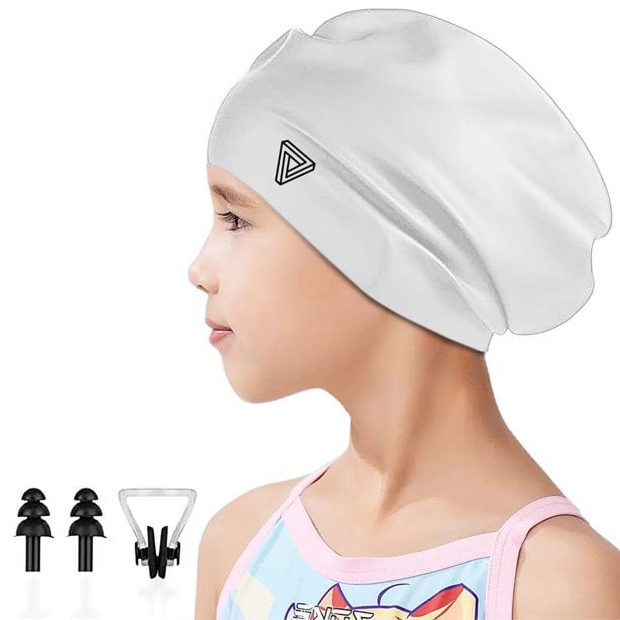 Trisens XL Kids Swim Cap - Waterproof Silicone for Long/Curly/Afro Hair ...
