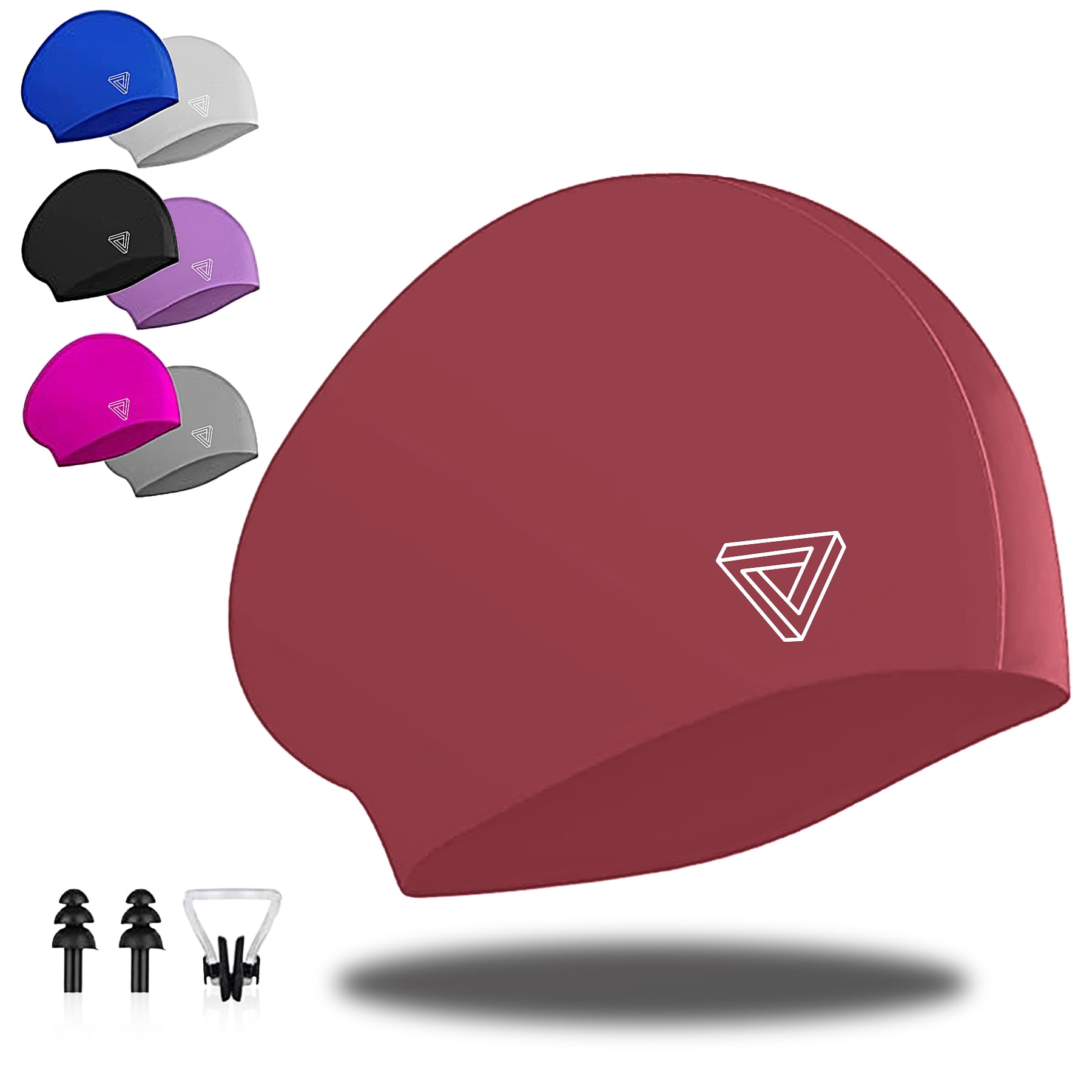 Trisens Silicone Swim Cap, 3D Ergonomic Design, for Adults, Kids, Long ...