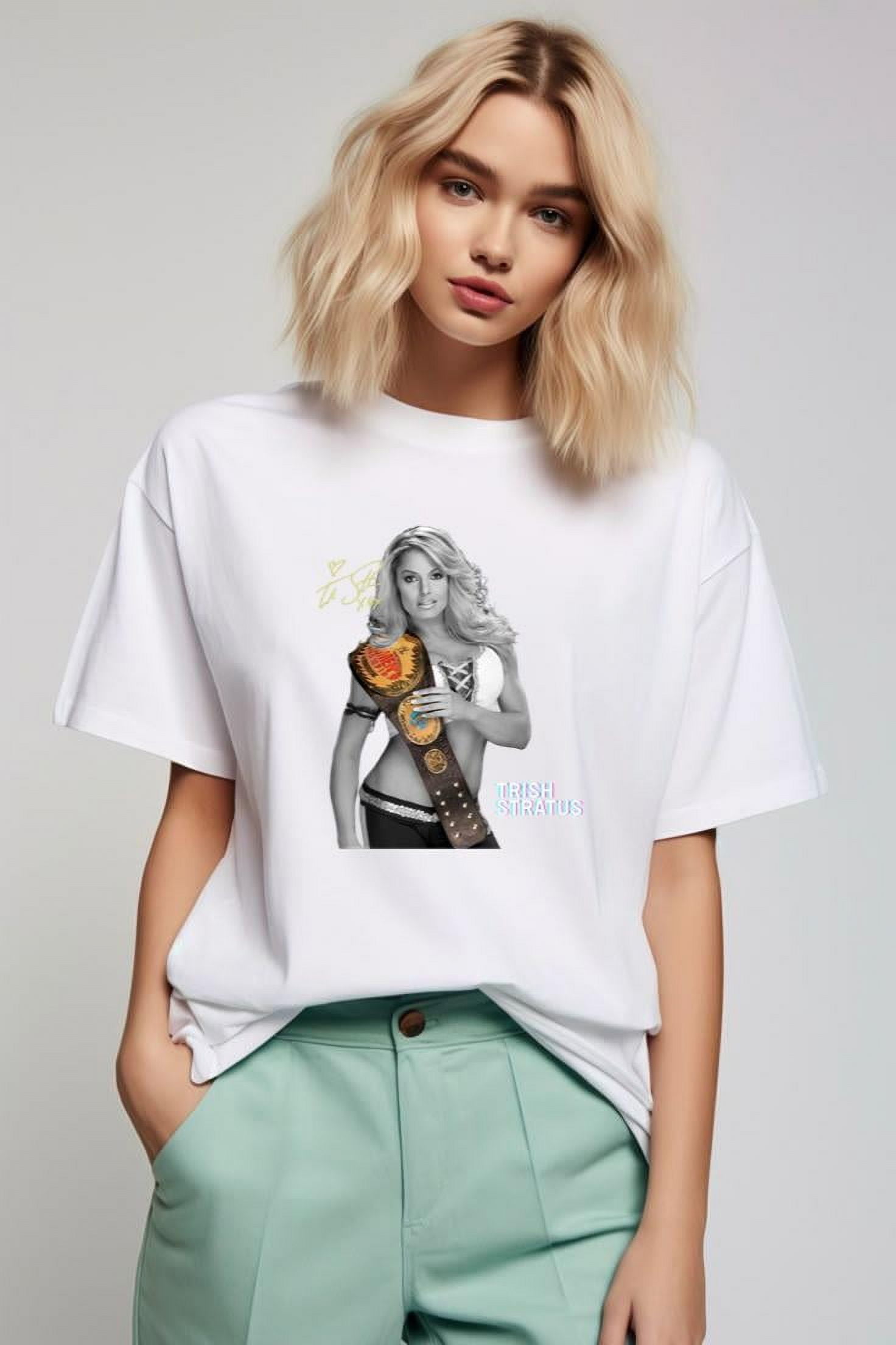 Trish Stratus Signature Black Unisex Cotton T-Shirt, for men & women ...