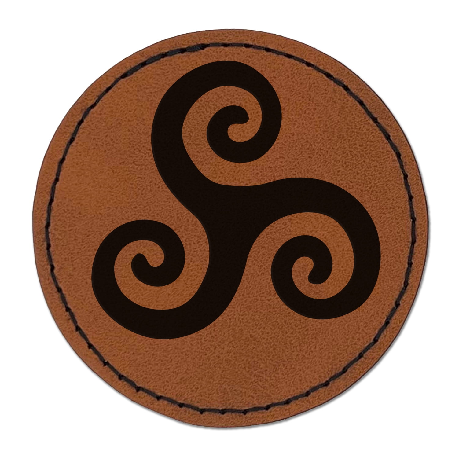 Triskele Triskelion Triple Spiral Celtic Symbol 2.5" Faux Leather Round ...