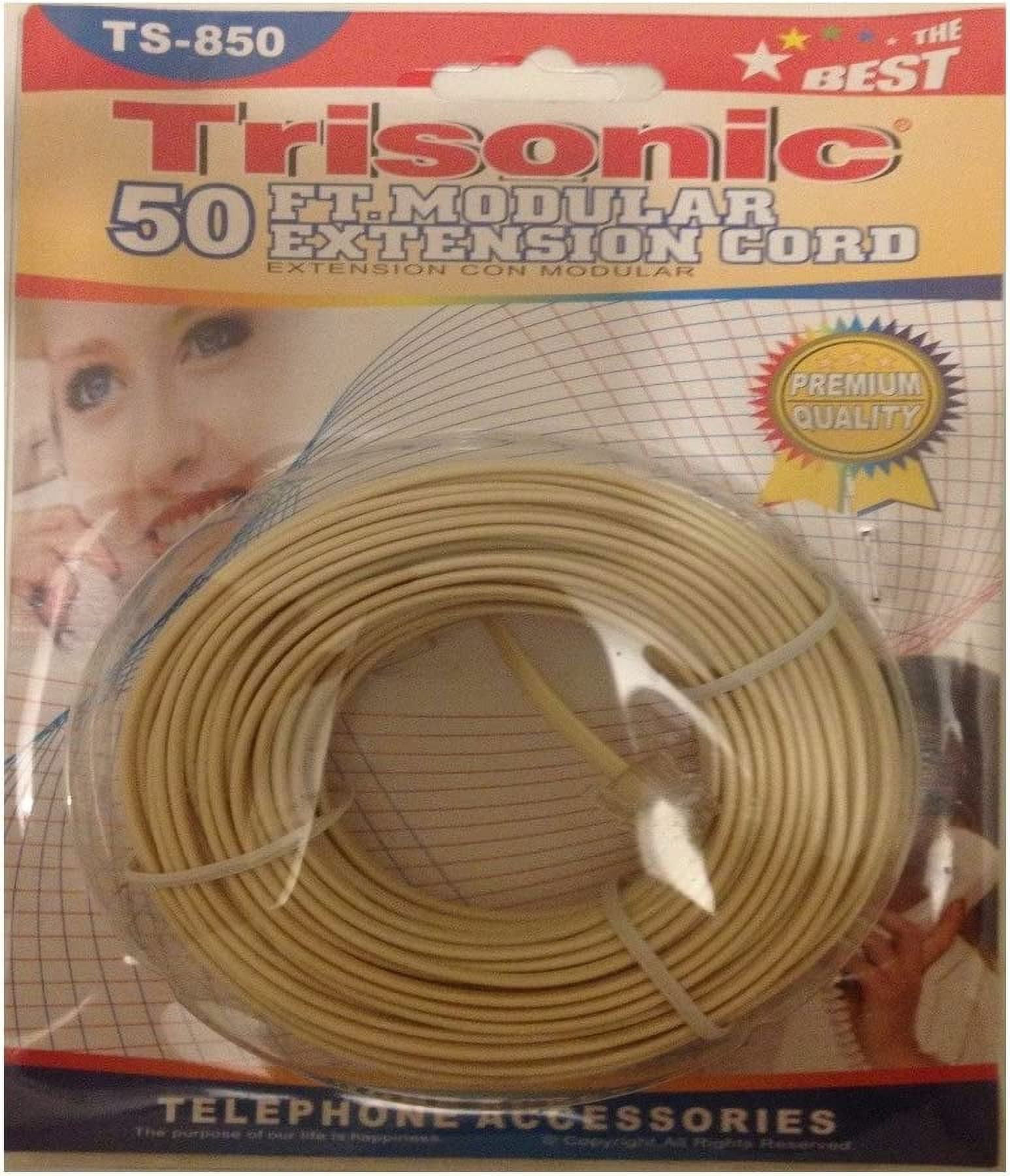 Trisonic 50 feet Telephone Extension Cord Cable Line Wire (50 Feet ...