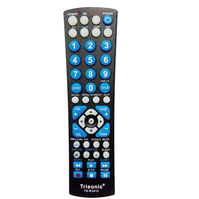 Trisonic 6 Way Universal Remote, Programmable for TV, AUX, VCR, Blu-Ray ...
