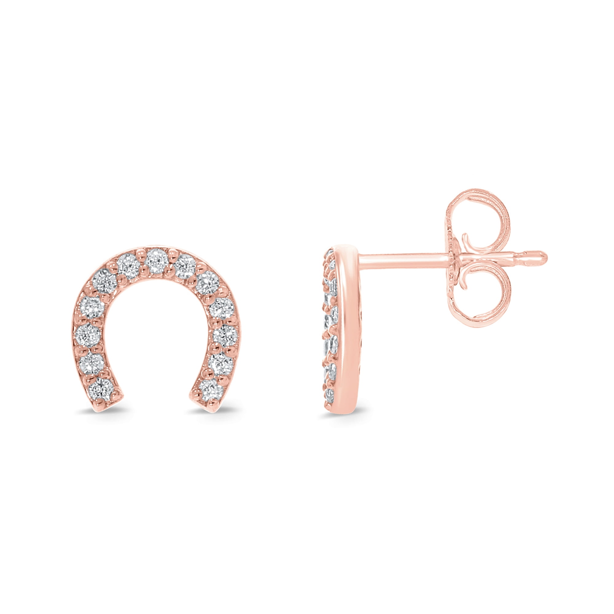 Triss Jewelry 1/10 Carat Diamond Horseshoe Stud Earrings in Sterling ...