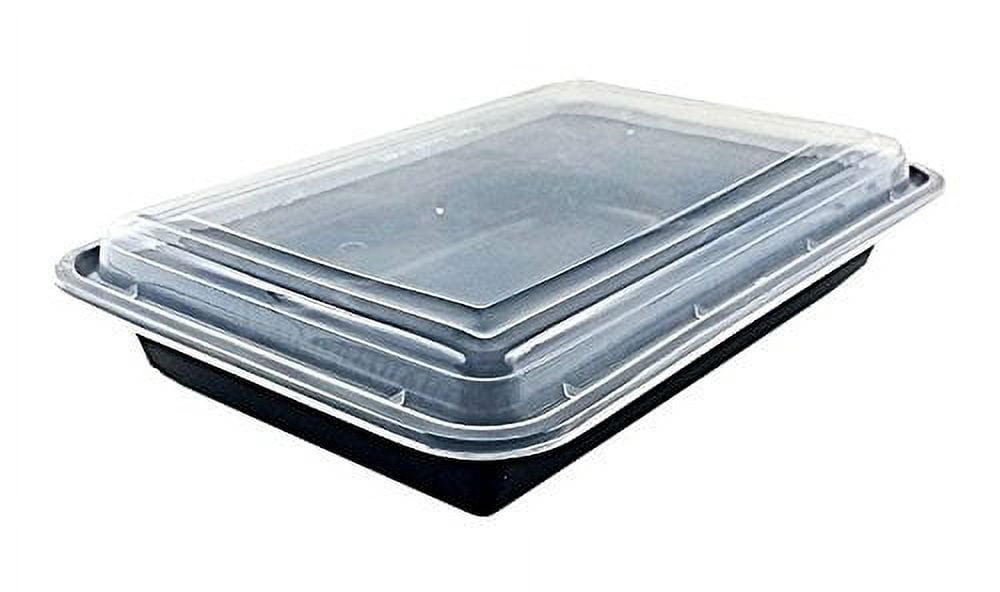 Tristone 58 oz. Large Black Rectangular Microwaveable Food Take-Out ...