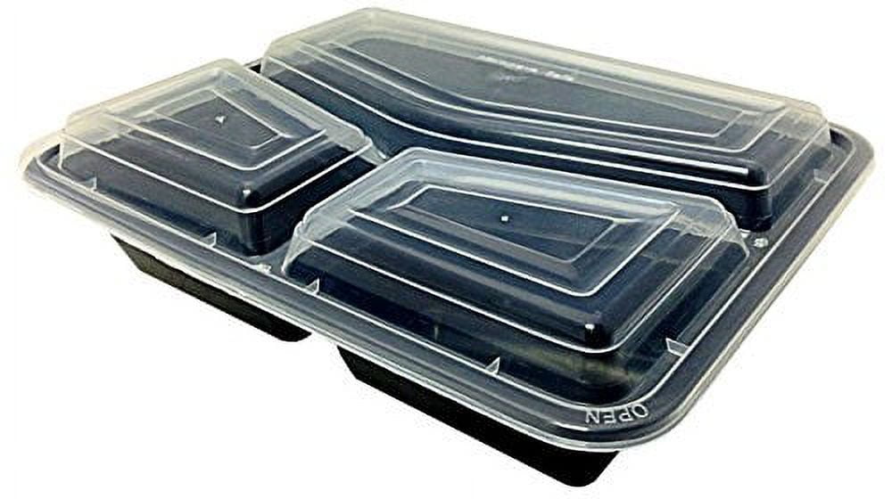Tristone Black 3-Compartment Divided Microwaveable Food Safe Containers ...