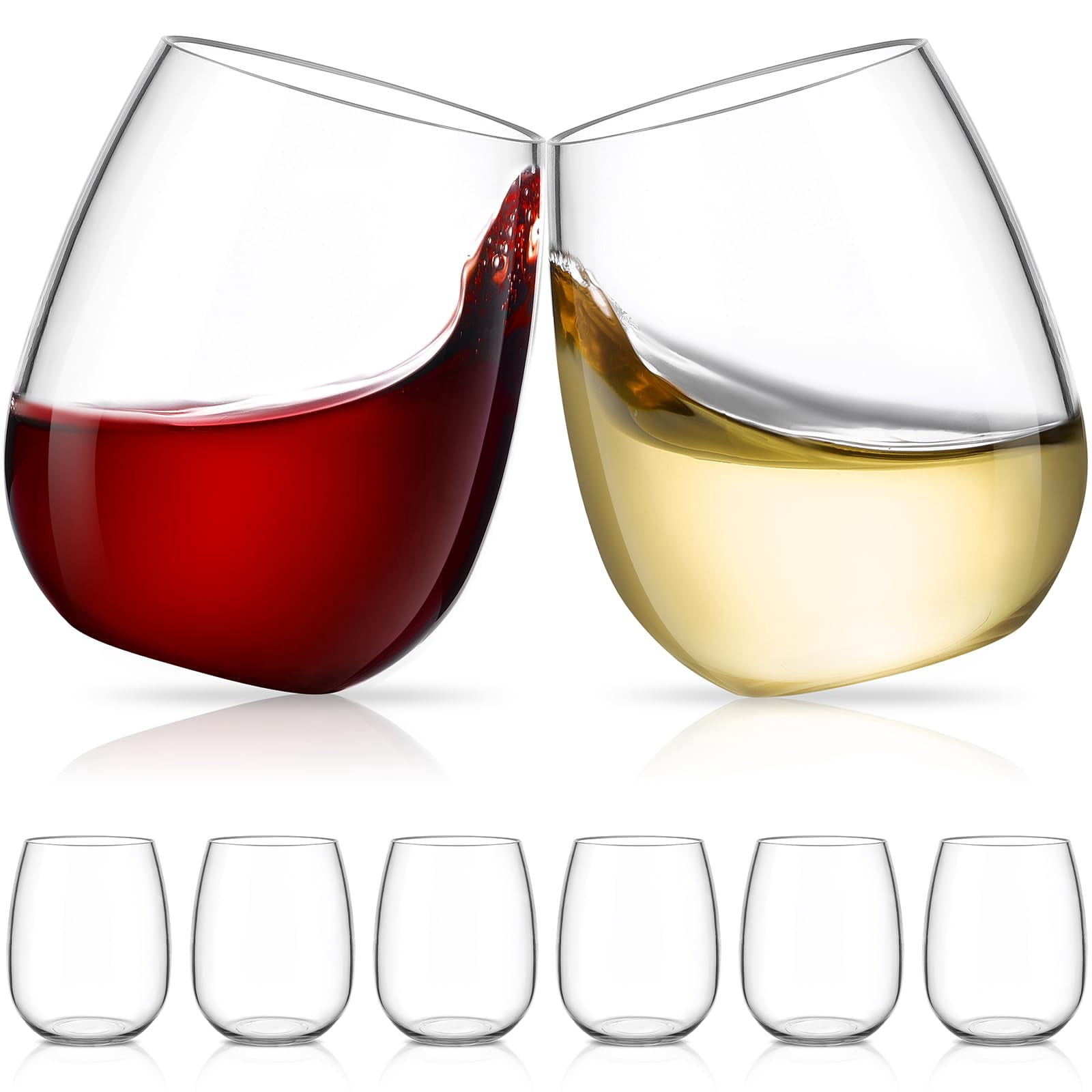 6-Pack Tritan Stemless Wine Glasses 18oz, Unbreakable BPA Free Plastic ...
