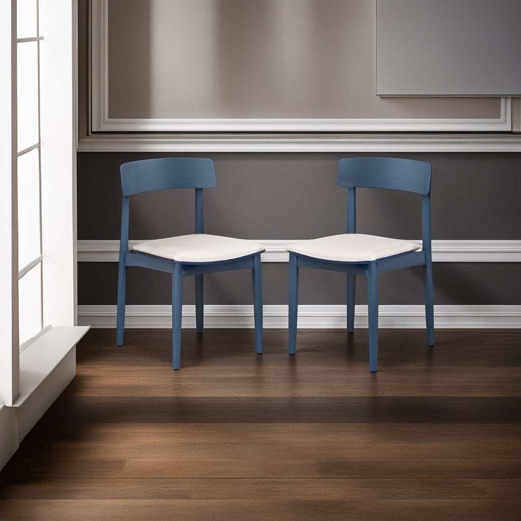 Trithi Furniture Valenti Stackable Dining Chair in Blue with White ...