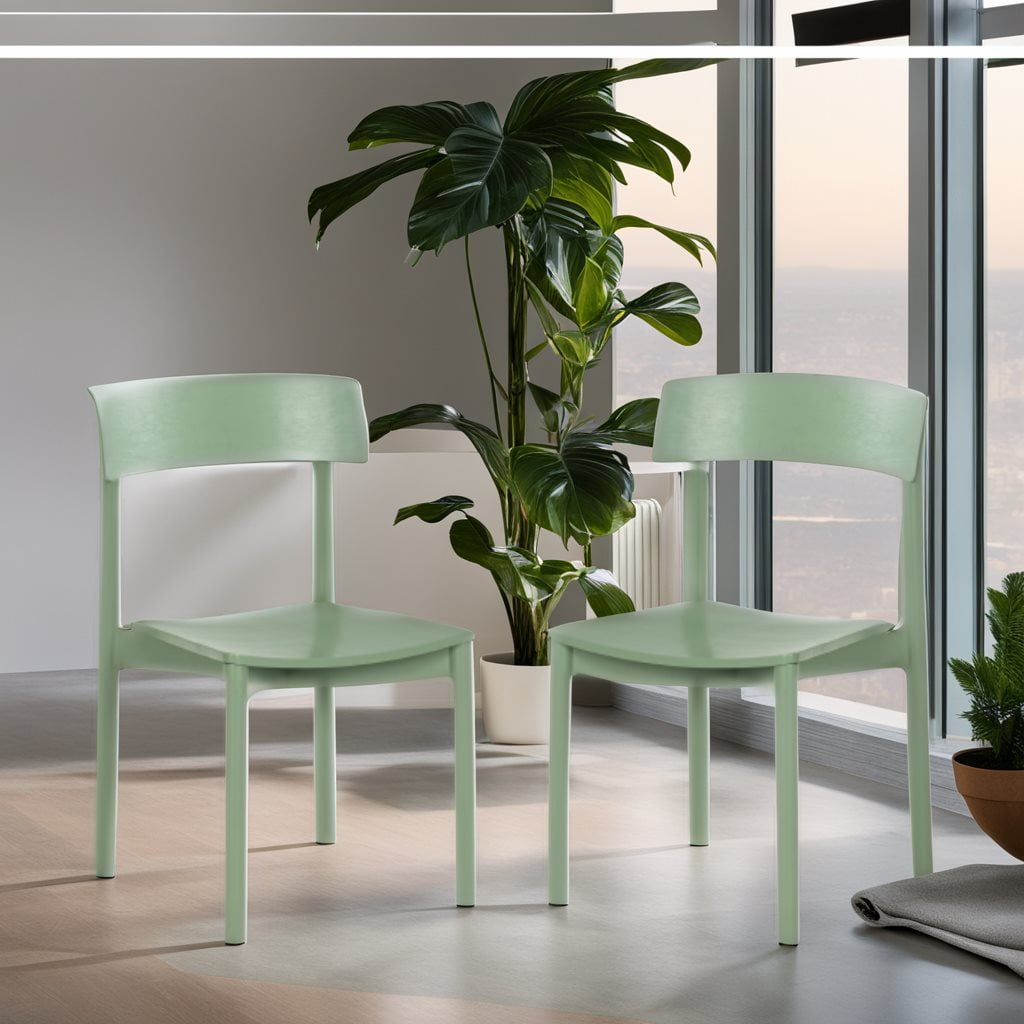 Trithi Furniture Valenti Stackable Dining Chair in Green (Set of 2 ...