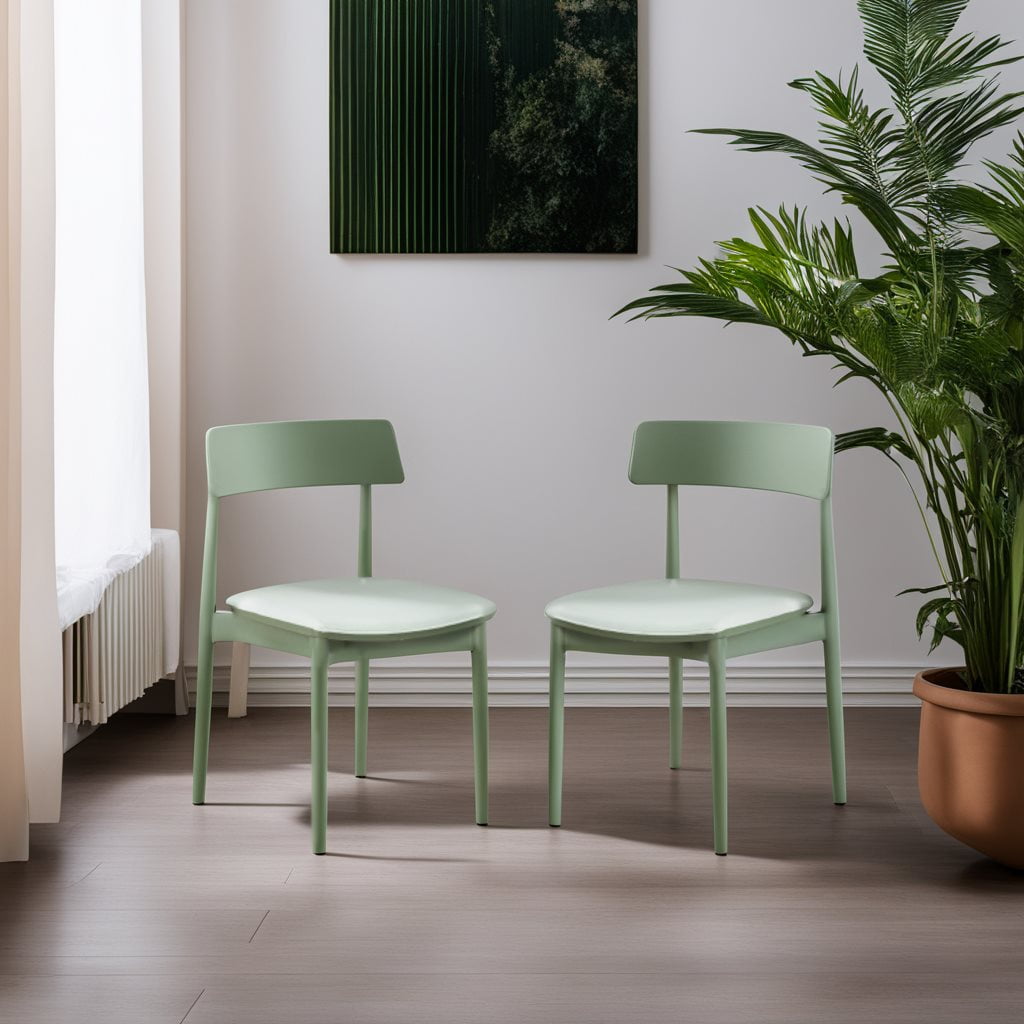 Trithi Furniture Valenti Stackable Dining Chair in Green with White ...