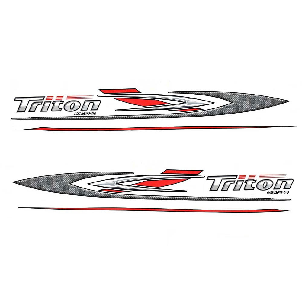 Triton Boat Decal Set 7604026S / 7604026P | Red Silver Black (4-Piece ...