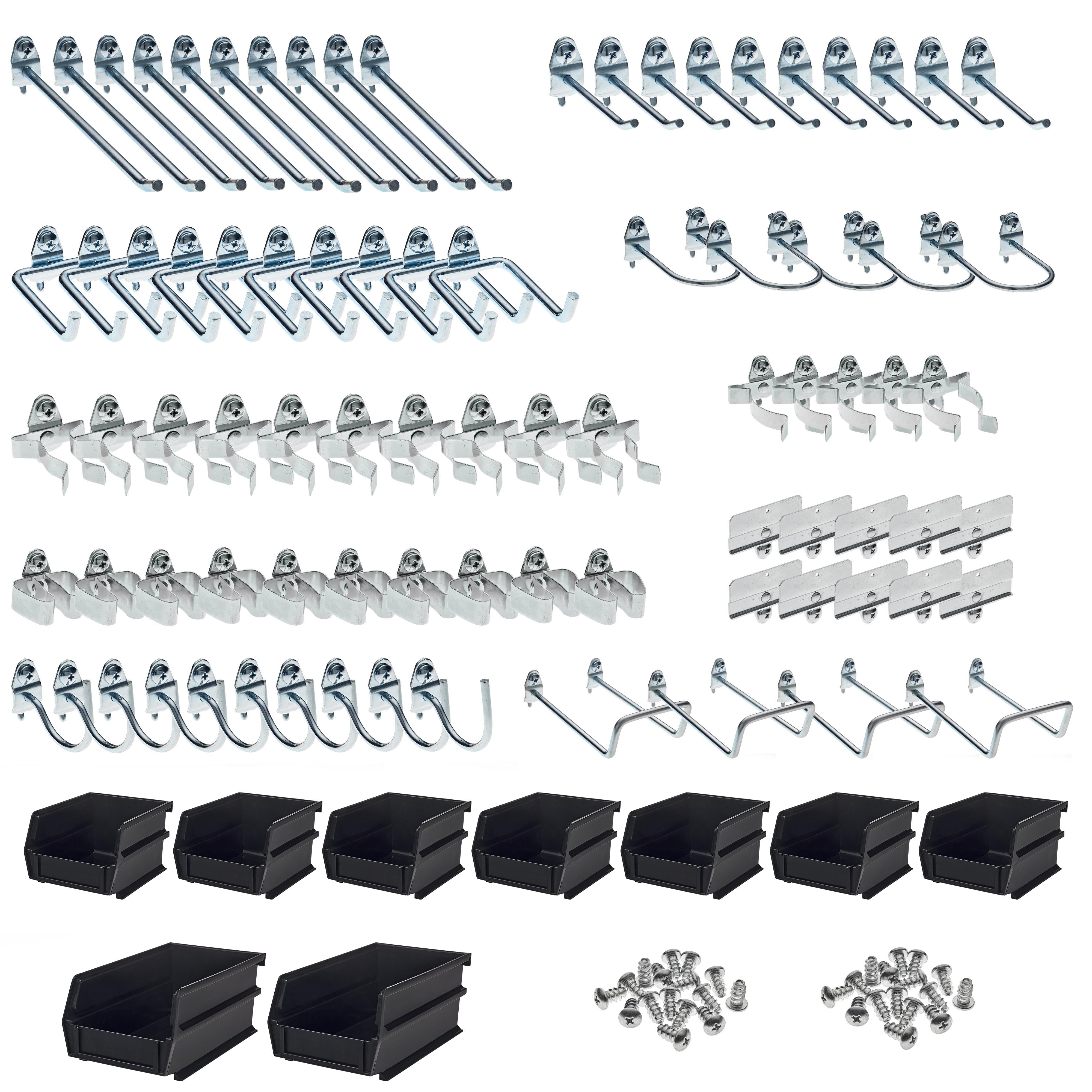 Triton Products® 95-Piece Steel Pegboard Hook & Plastic Bin Kit, 85 ...