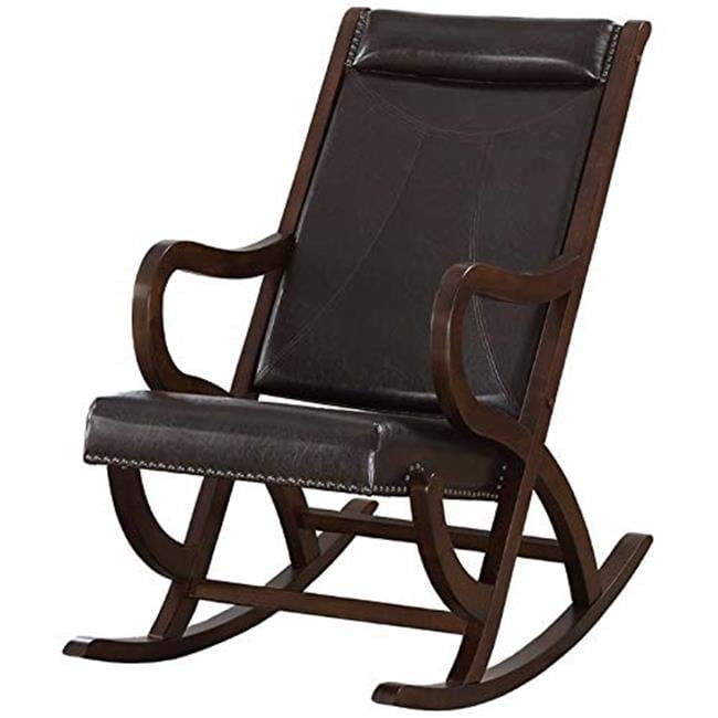 Triton Rocking Chair - Espresso PU & Walnut - Walmart.com