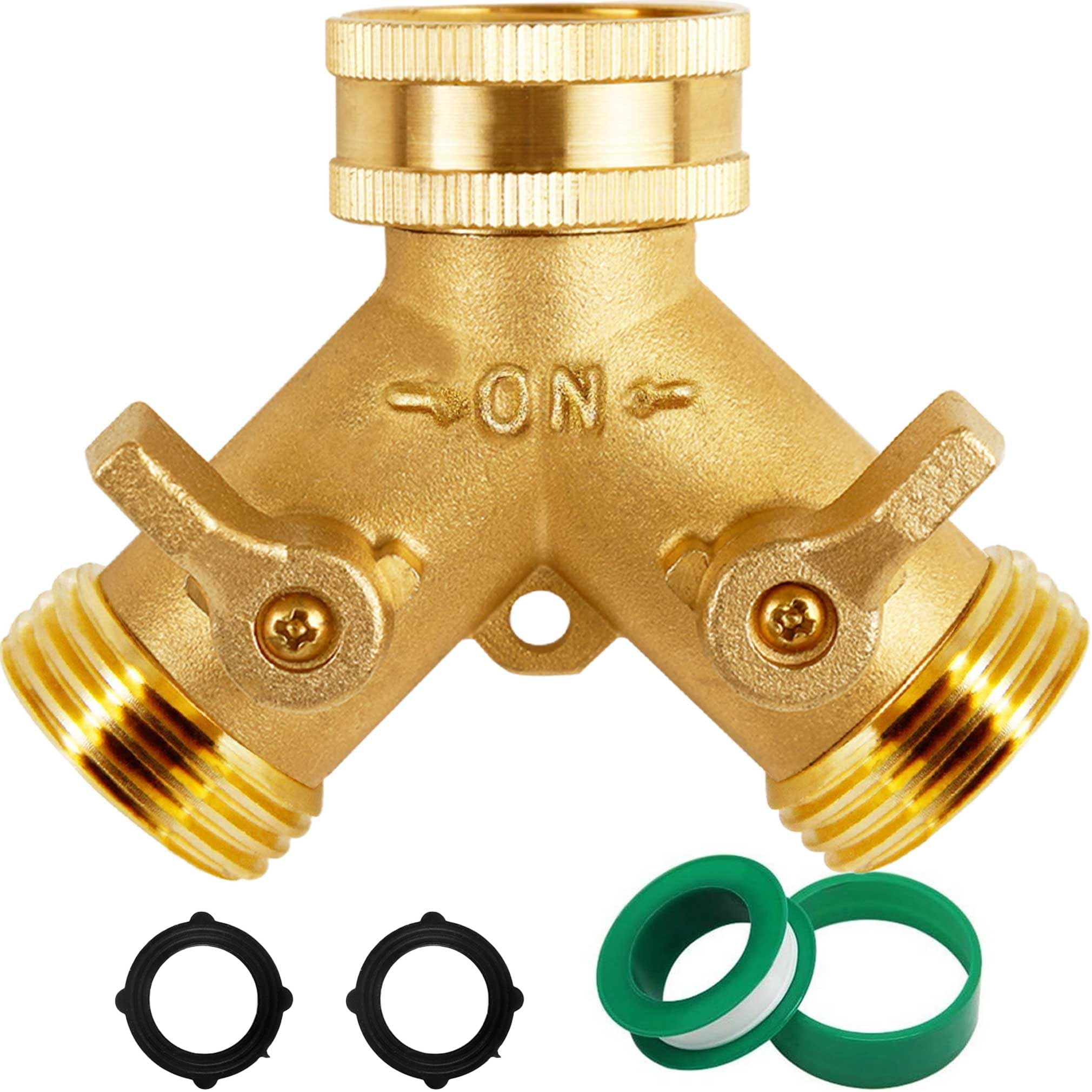 Triumpeek Brass Garden Hose VTF5 Splitter, 3/4 Inch 2-Way Y Brass Hose ...