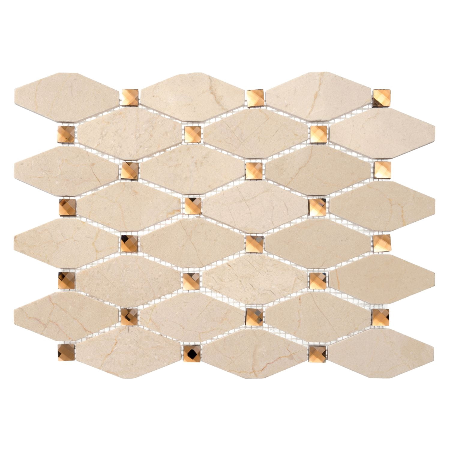 Triumph 2-in. x 4-in. Diamond Glass & Stone Wall & Floor Mosaic Tile ...