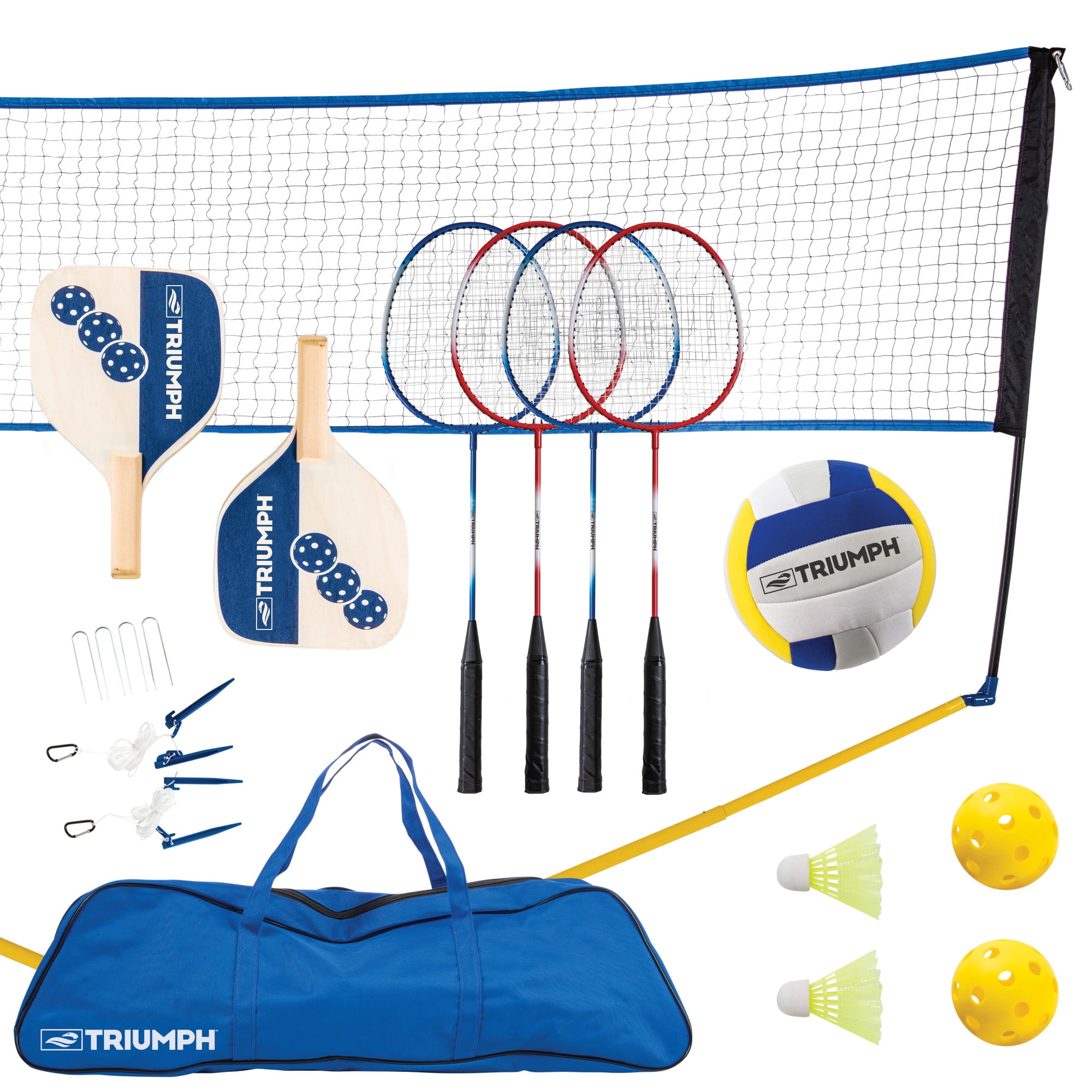 Triumph 3-in-1 Multi-Sport Net Set - Includes Volleyball, Badminton ...