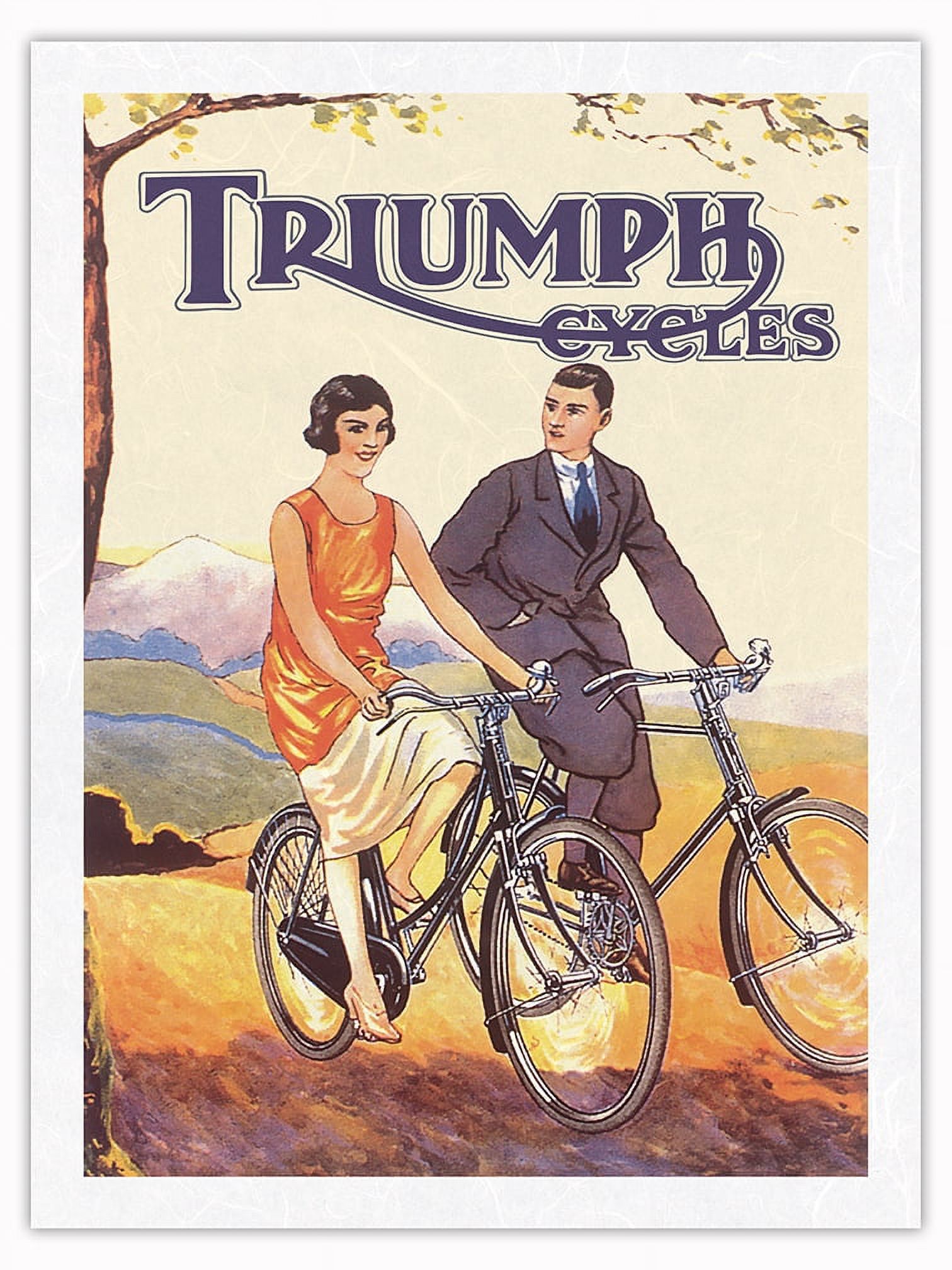 Triumph Cycles - Vintage Bicycle Poster c.1922 - Japanese Unryu Rice ...