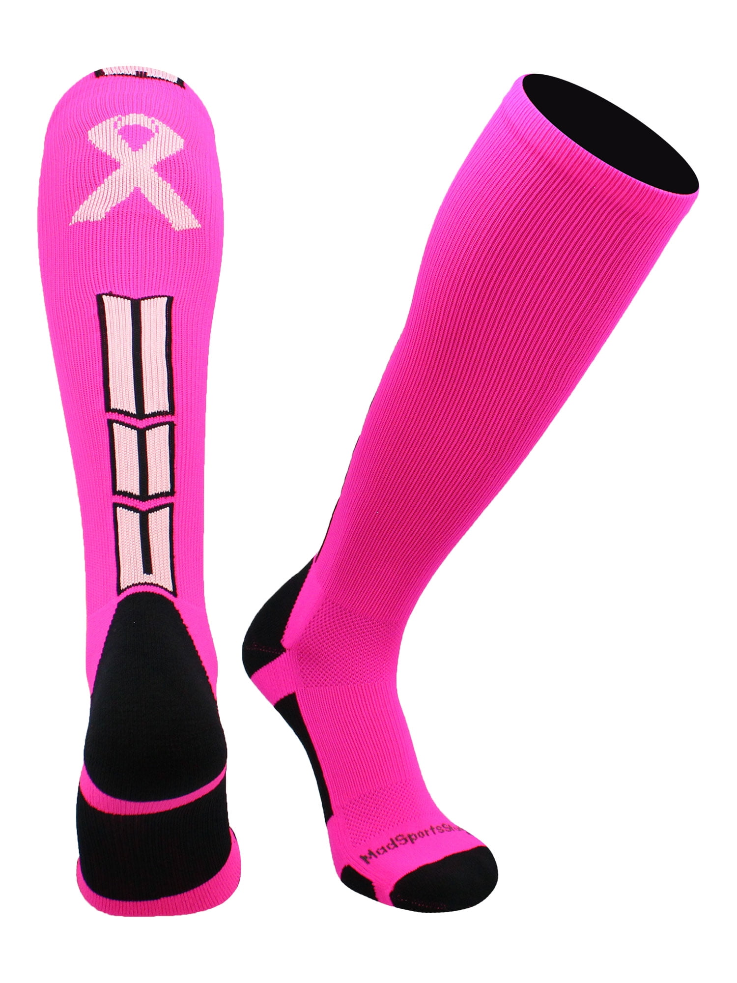 Triumph Pink Ribbon Awareness OTC Socks (Neon Pink/Pale Pink, X-Large ...