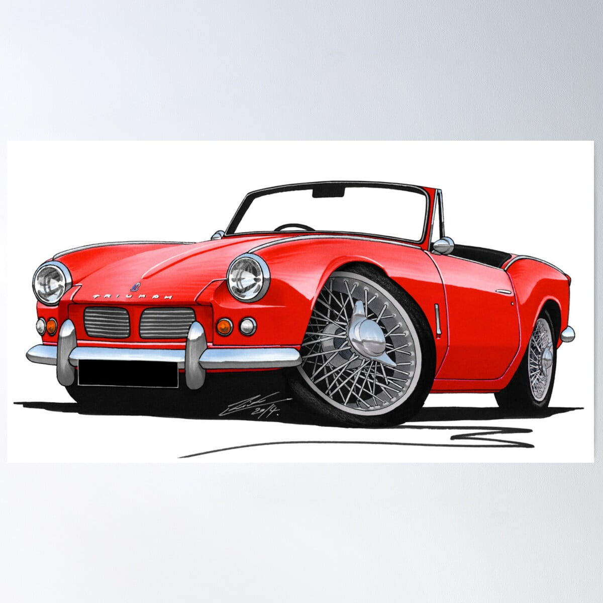 Triumph Spitfire (Mk1) Red Poster Wall Art, Modern Wall Decor For ...