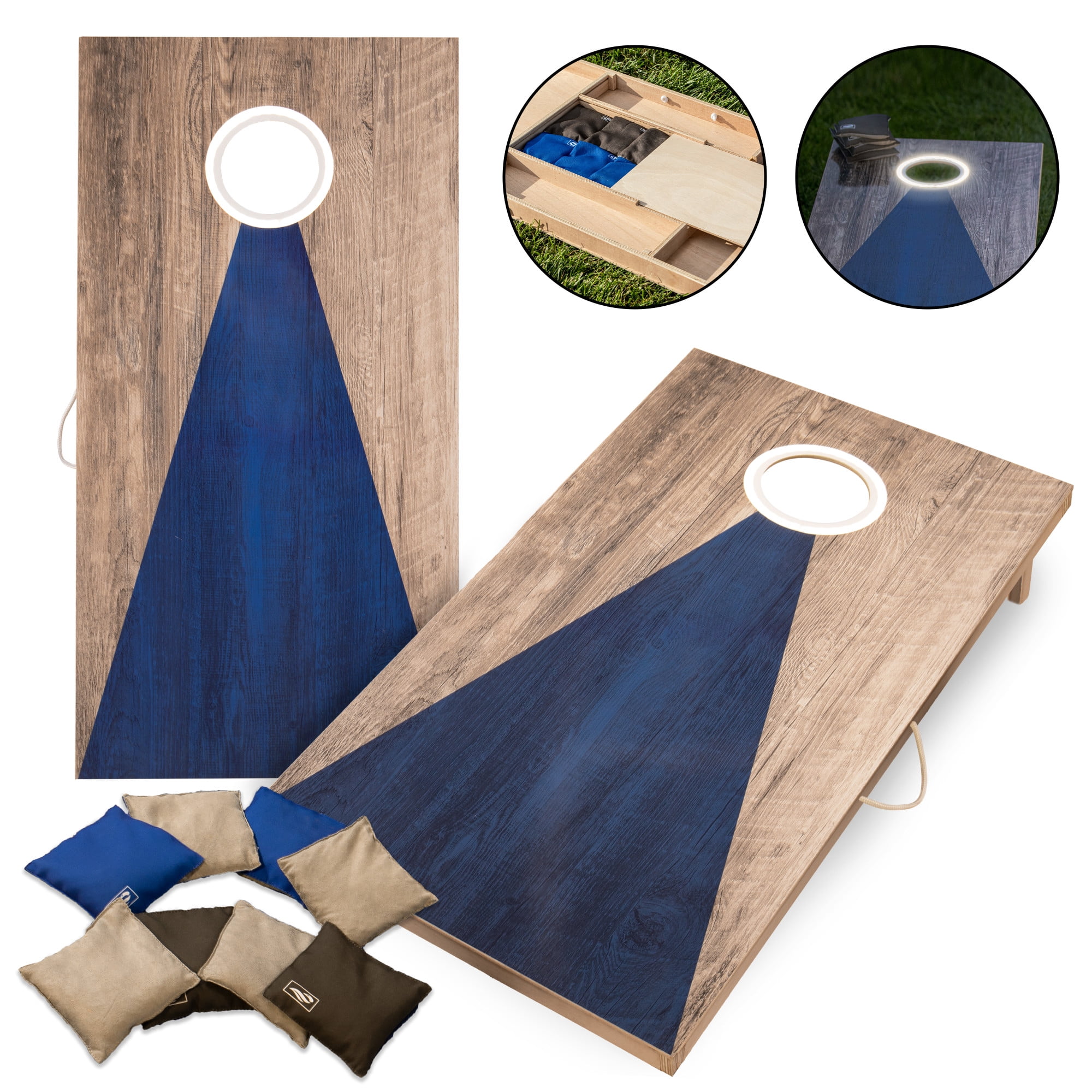 Triumph LED 2x4 All-Wood Cornhole Set - BLUE/GREY - Walmart.com