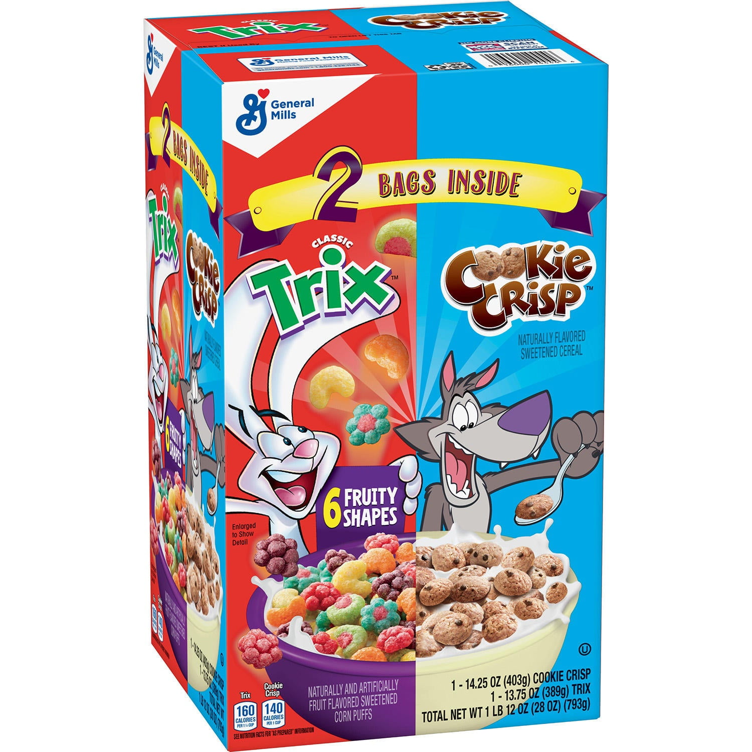 Family Size Trix & Cookie Crisp Cereal Variety Pack, Chocolate Flavor ...