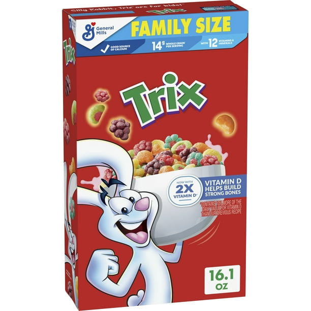 Trix Fruity Breakfast Cereal, 6 Fruity Shapes, Whole Grain, Family Size ...