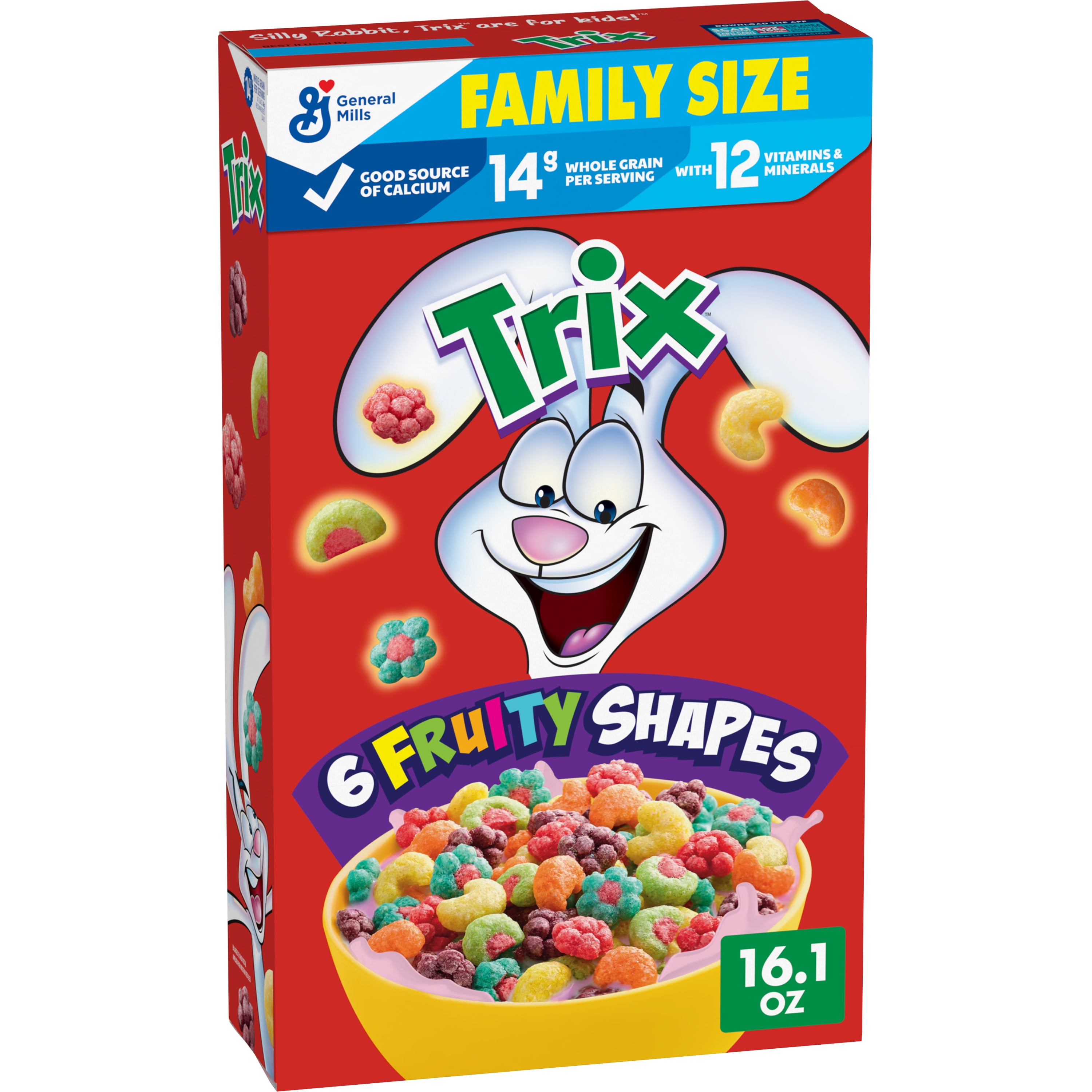 Trix Fruity Breakfast Cereal, 6 Fruity Shapes, Whole Grain, Family Size ...