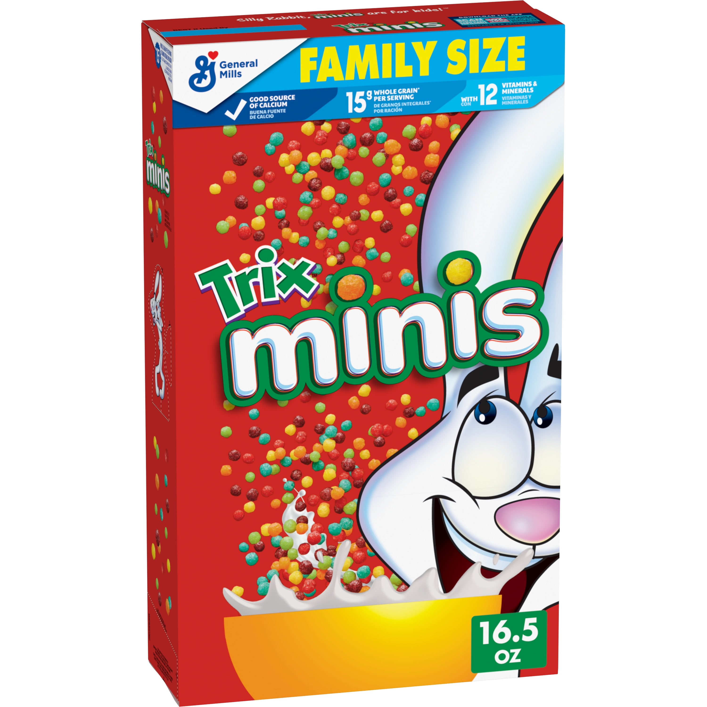 Trix Minis Fruity Mini Corn Puff Breakfast Cereal, Family Size, 16.5 OZ ...