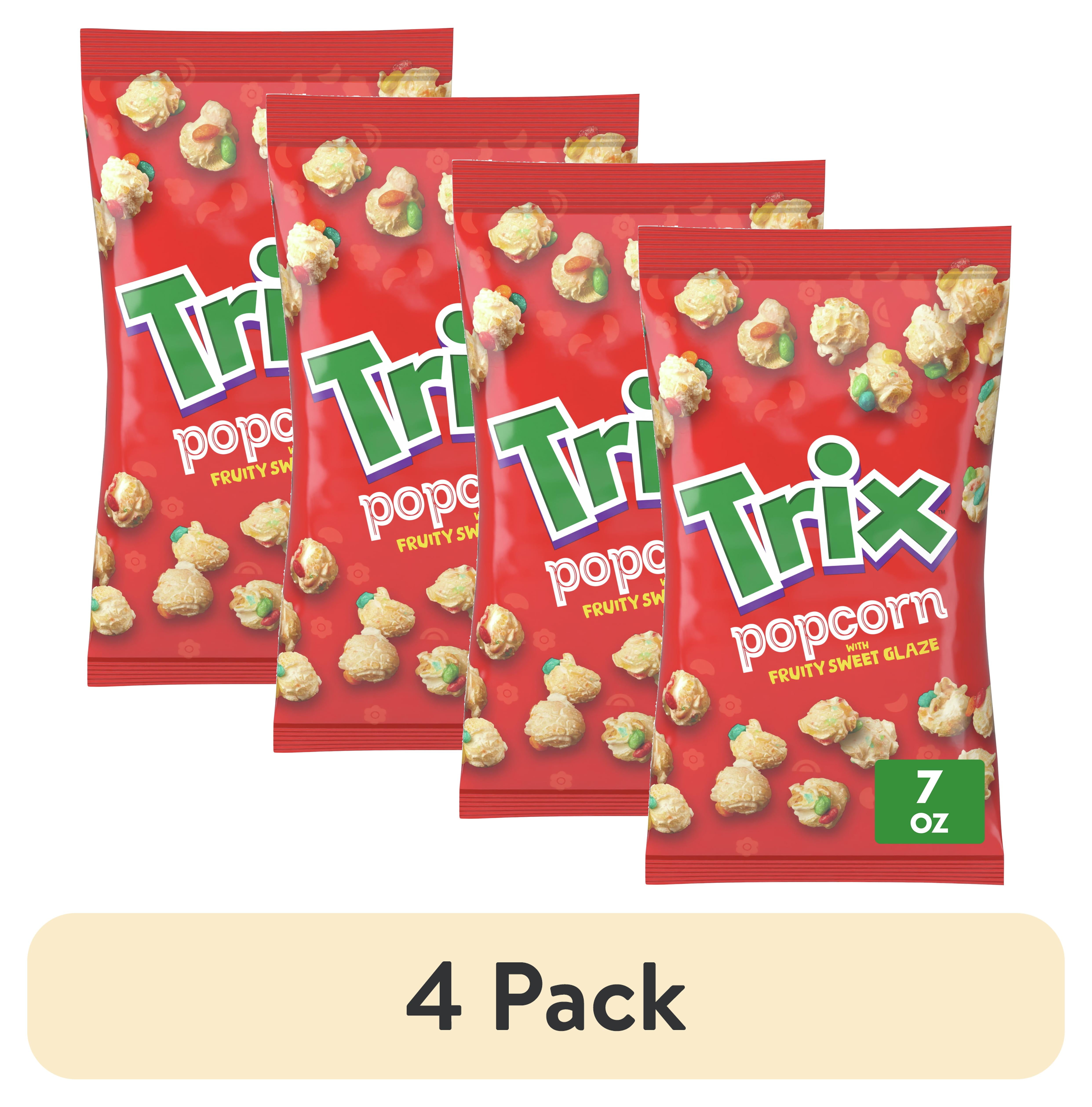 (4 pack) Trix Popcorn Snack with Fruity Sweet Glaze, Snack Bag, 7 oz ...