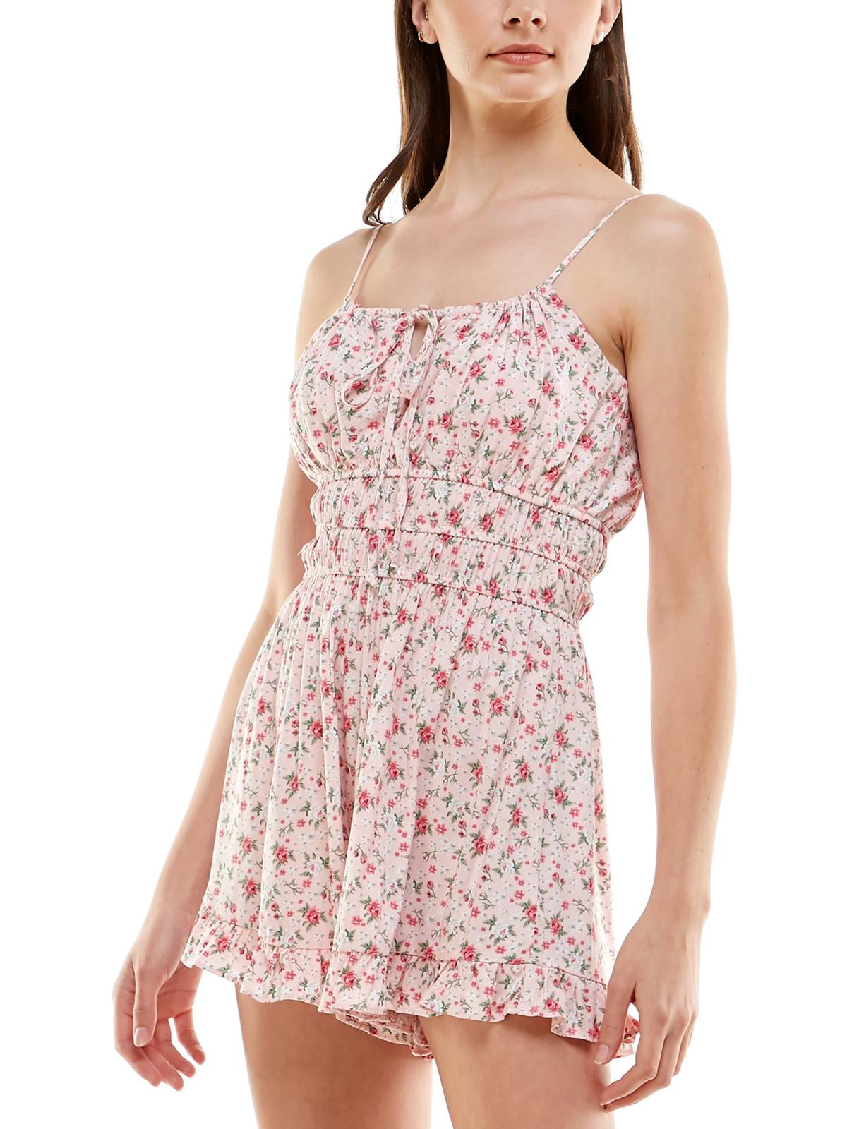 Trixxi Womens Juniors Printed Smocked Romper - Walmart.com