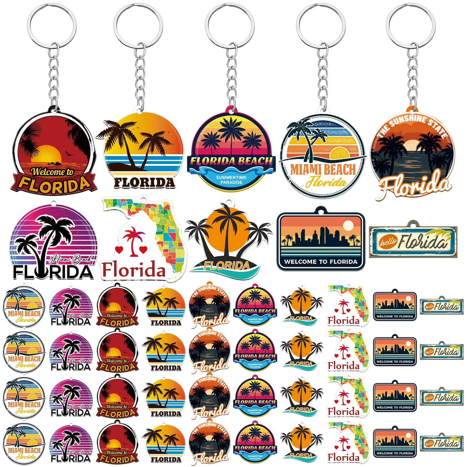 Trnayi 50 Pcs Florida SSF20 Souvenirs Acrylic Keychain Gifts Bulk ...