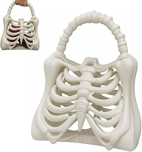 Trndywea Halloween Skeleton Bone Bag – 3D Printed Gothic Ribcage Purse ...
