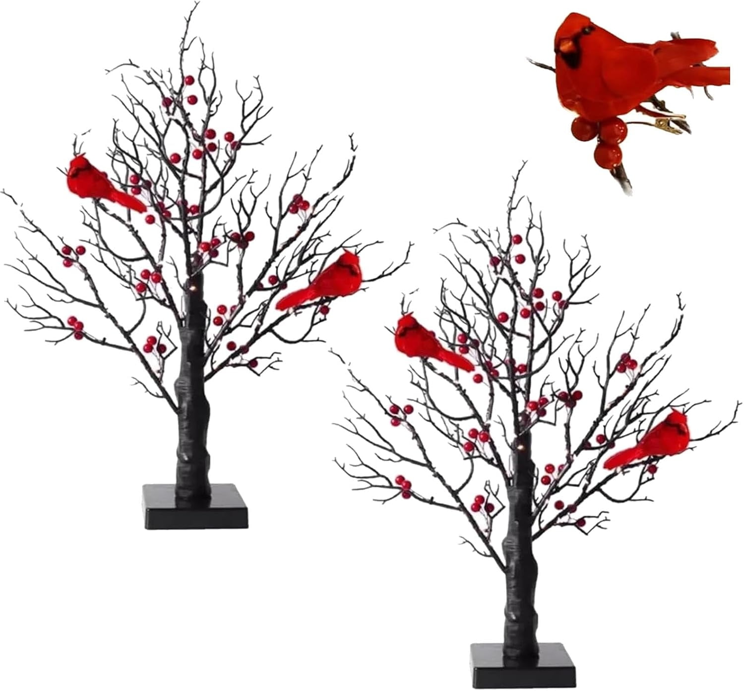 Trndywea Led Vintage Glowing Tree, Red Bird Tree Lights, Operated by ...