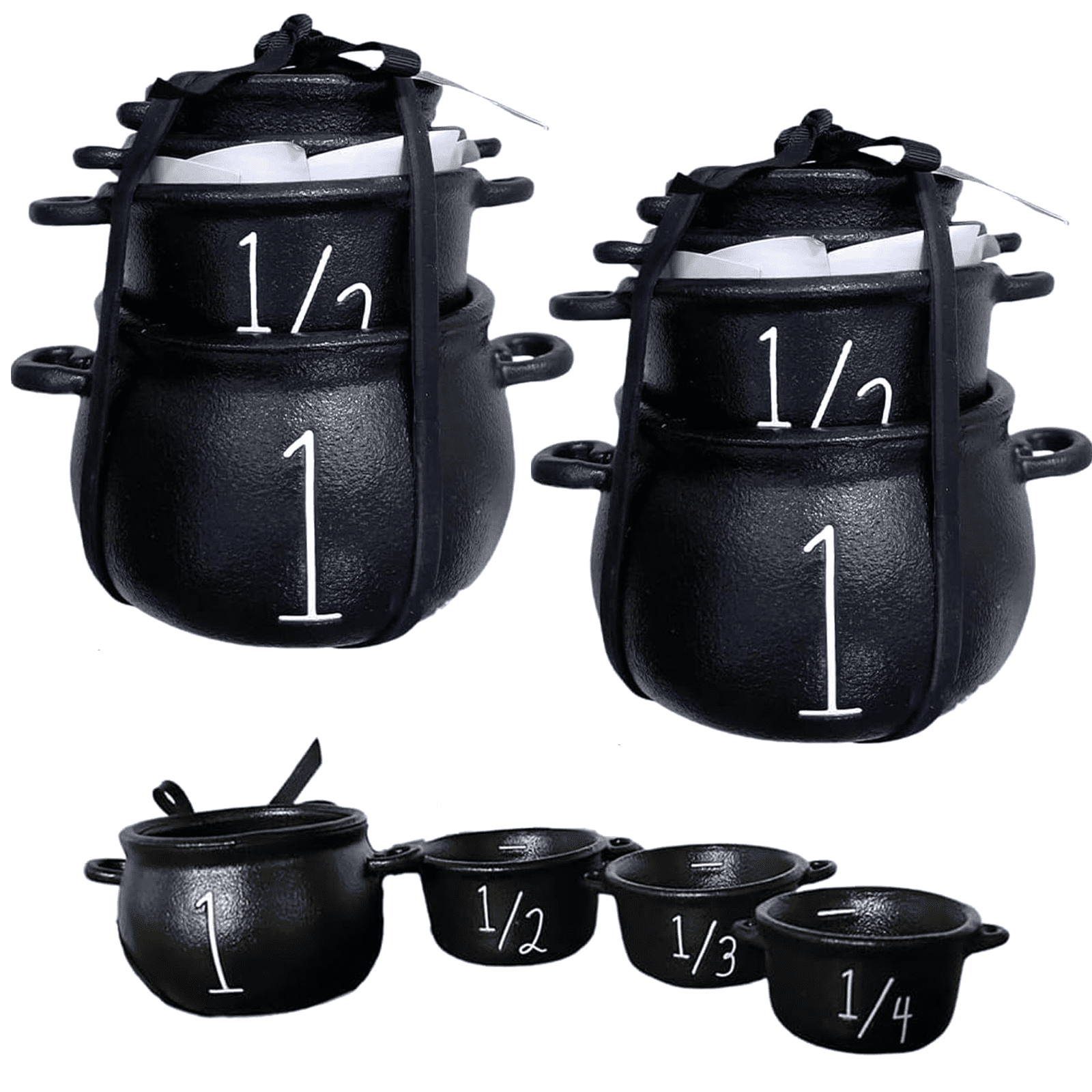 Trndywea Mini Witch Cauldron Set, 4PCS Halloween Mini Witch Black ...