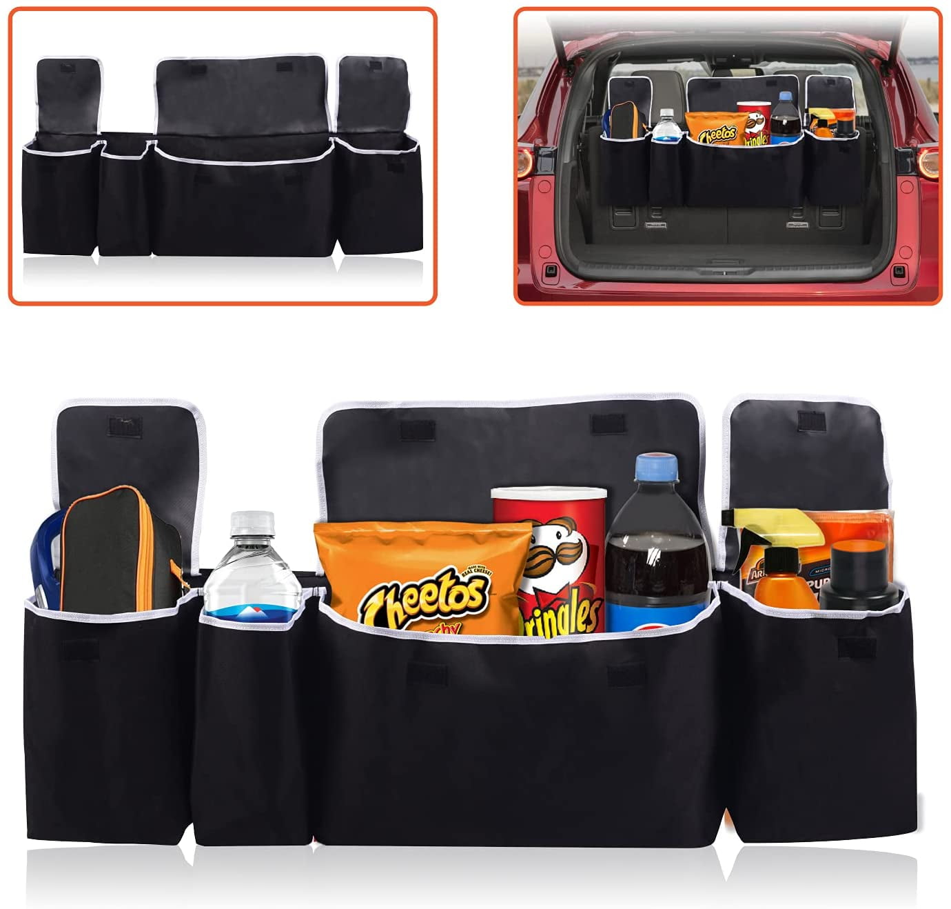 Trobo Car Trunk Organizer, 4 Pocket Collapsible Backseat Car Organizer ...