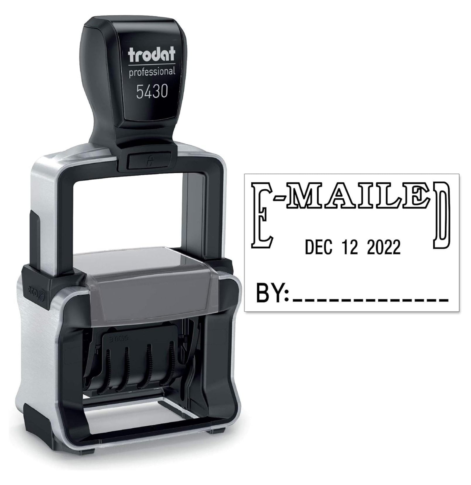 Trodat 5430 Professional Self-Inking Date Stamp with E-MAILED - Black ...