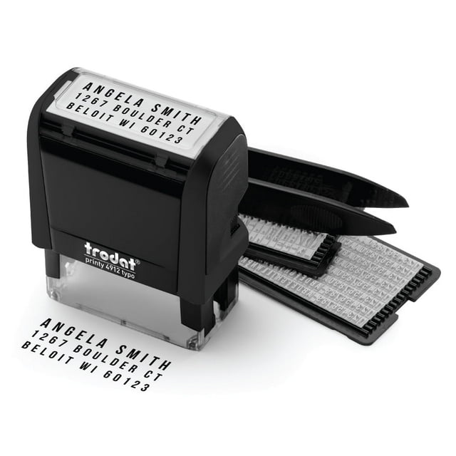 Trodat Printy 4912 DIY Self-Inking Stamp Set - 4 Lines, Black Ink, 3/4 ...