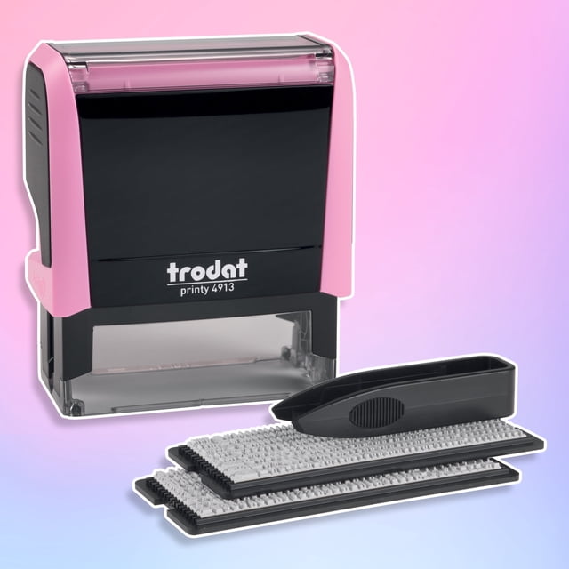 Trodat Printy 4913 Self-inking Pastel Pink DIY Stamp Kit with Black Ink ...