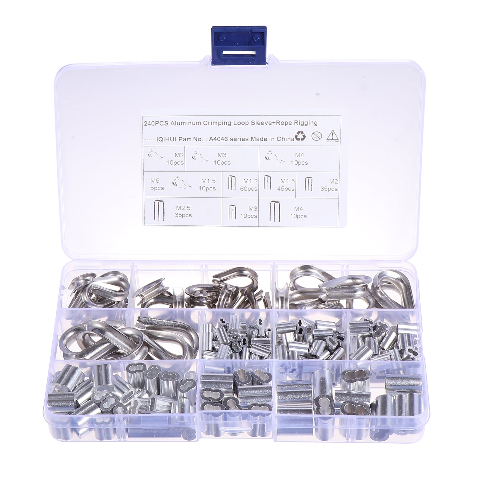 Troglfold 240 Pcs Stainless Double Barrel Ferrules Crimping Loop Sleeve ...