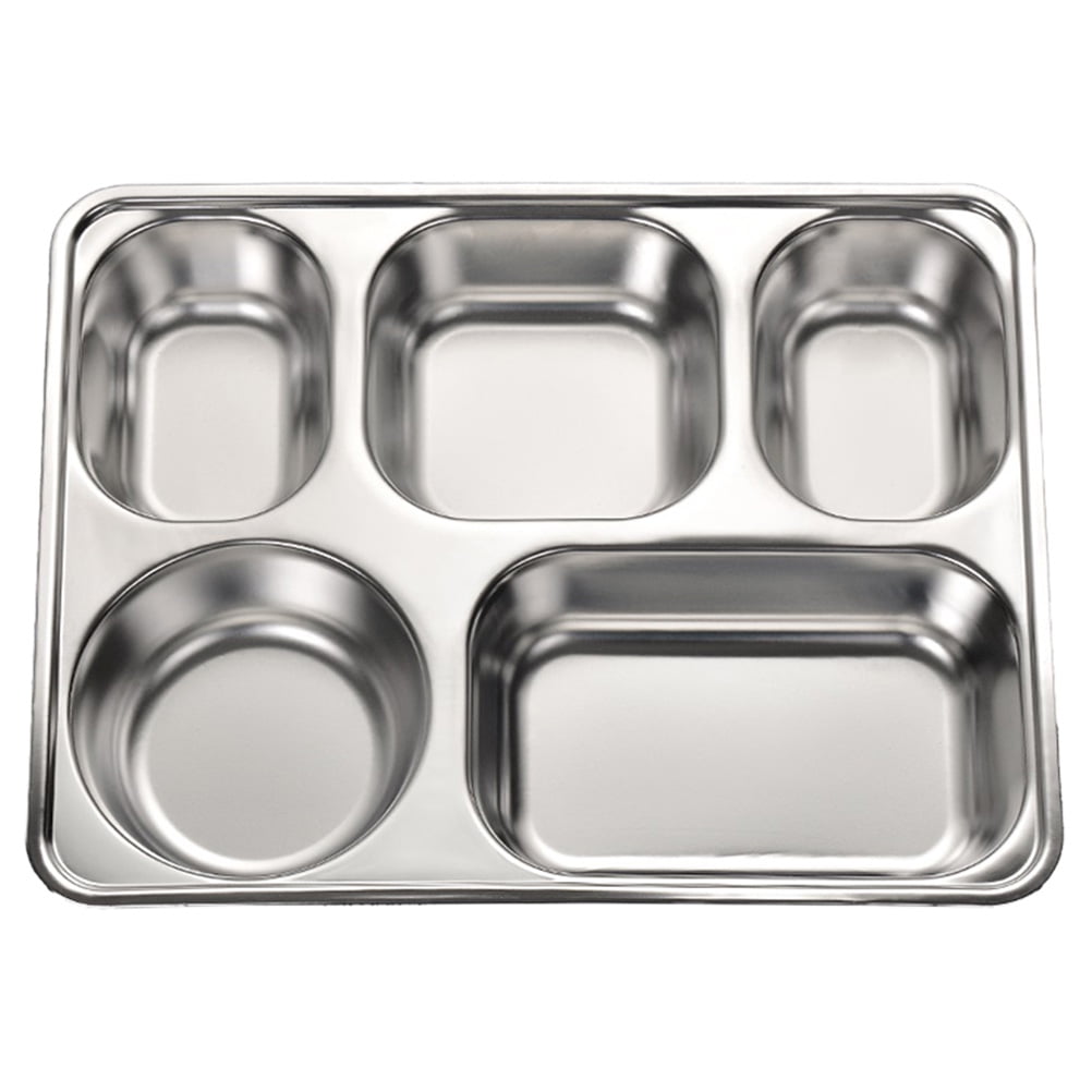 Troglfold Food Divided Tray Stainless Steel 5 Compartment Lunch Tray ...