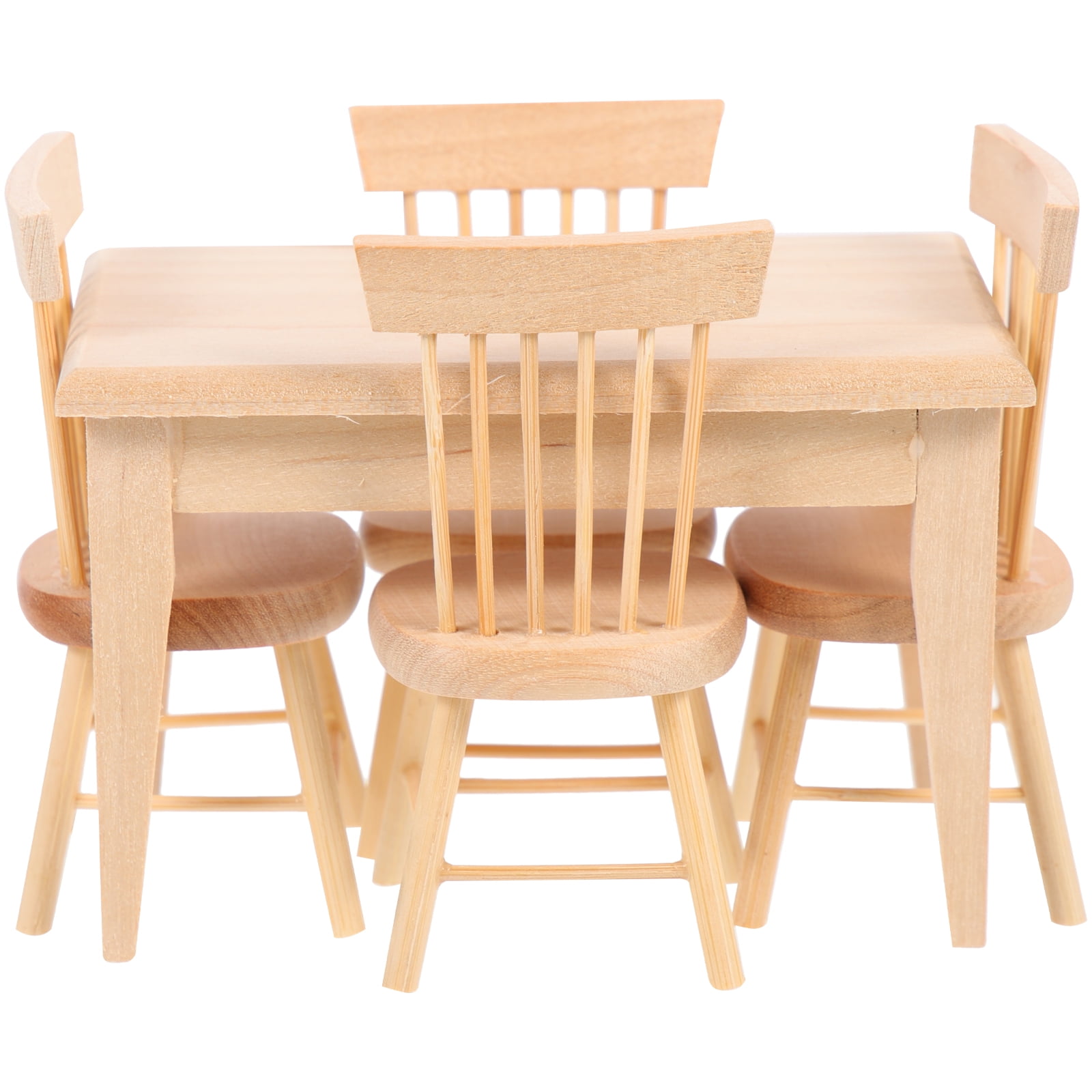 LABSERRON Mini Dining Table Ornament Wood 1 Set For Dollhouse Furniture ...