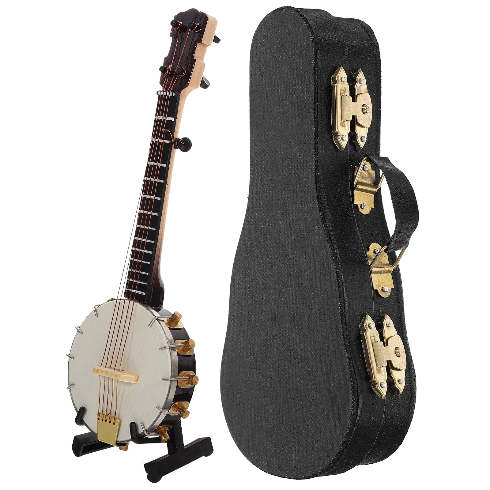 Troglfold Miniature Banjo Wood Mini Banjo Set with Case - Musical ...