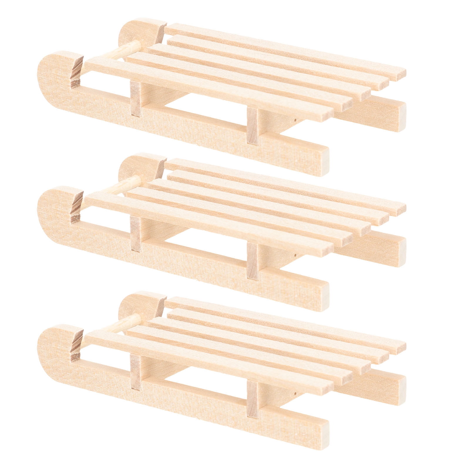 Troglfold Wooden Sled Craft 3pcs Miniature Wooden Sleigh Crafts ...