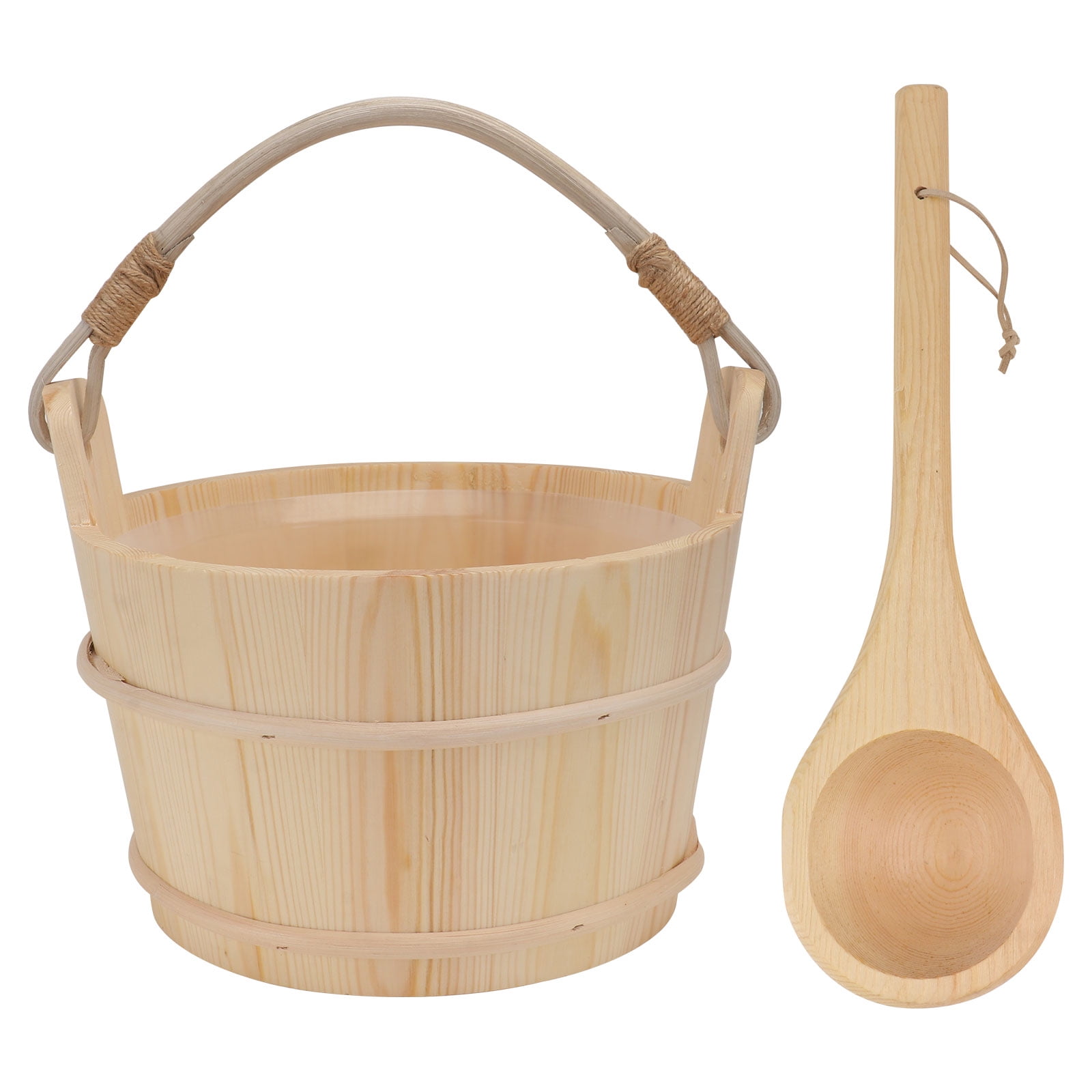 FRCOLOR Wooden Sauna Bucket and Ladle Set for Bathing Use Large ...