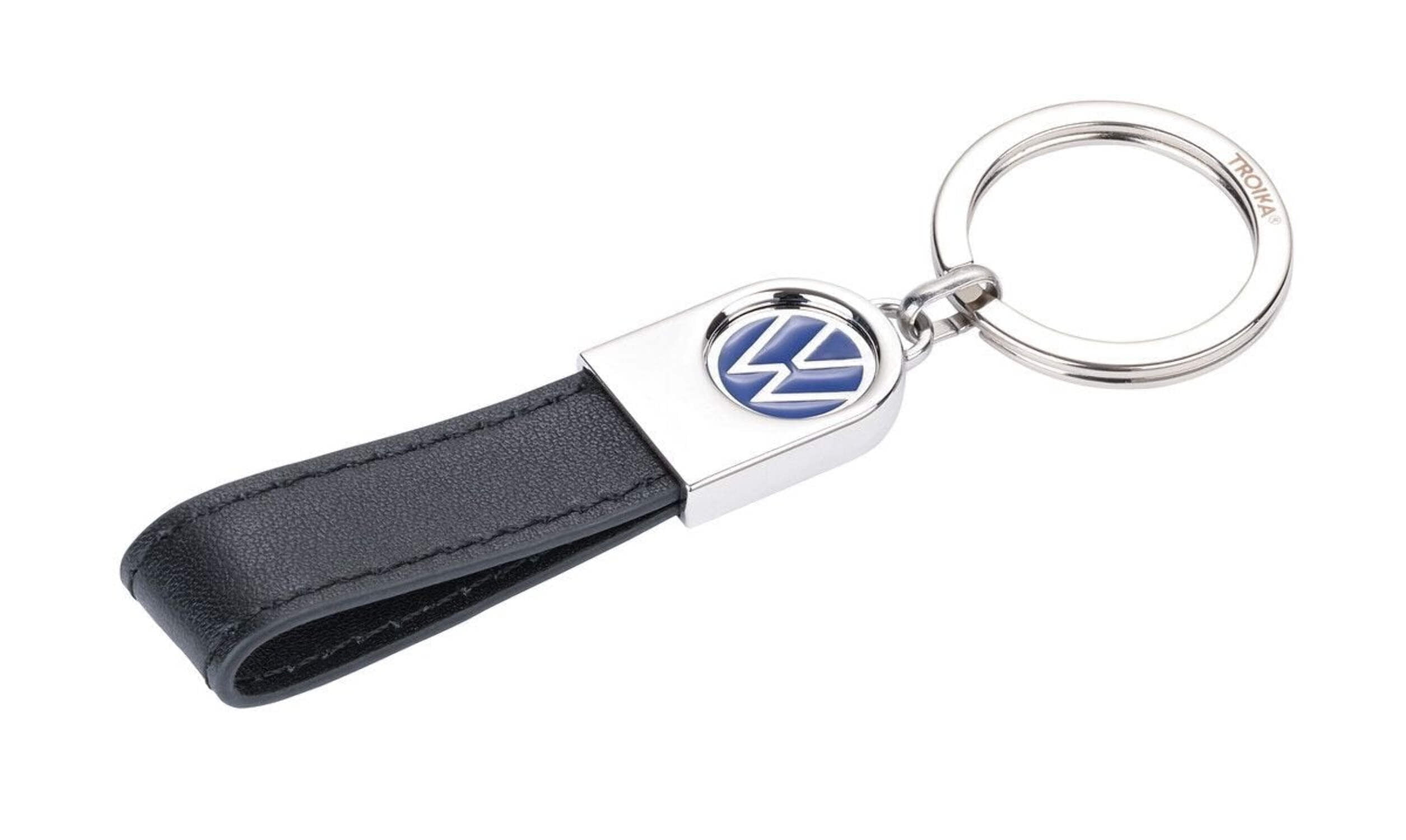 Troika VW Leather Keychain: Luxe Volkswagen Logo Strap Keychain ...